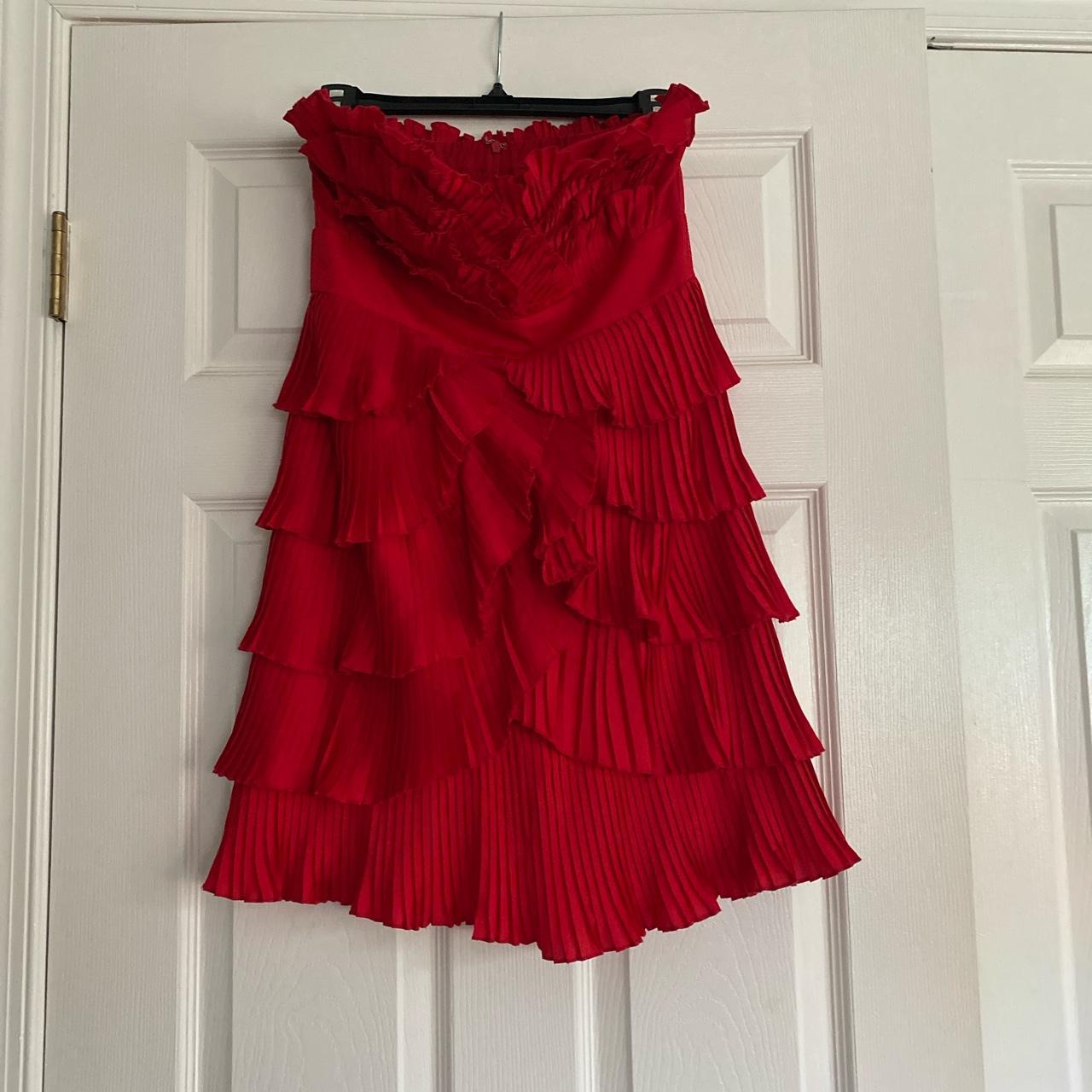 Red frilly accordion fold dress! Perfect for... - Depop