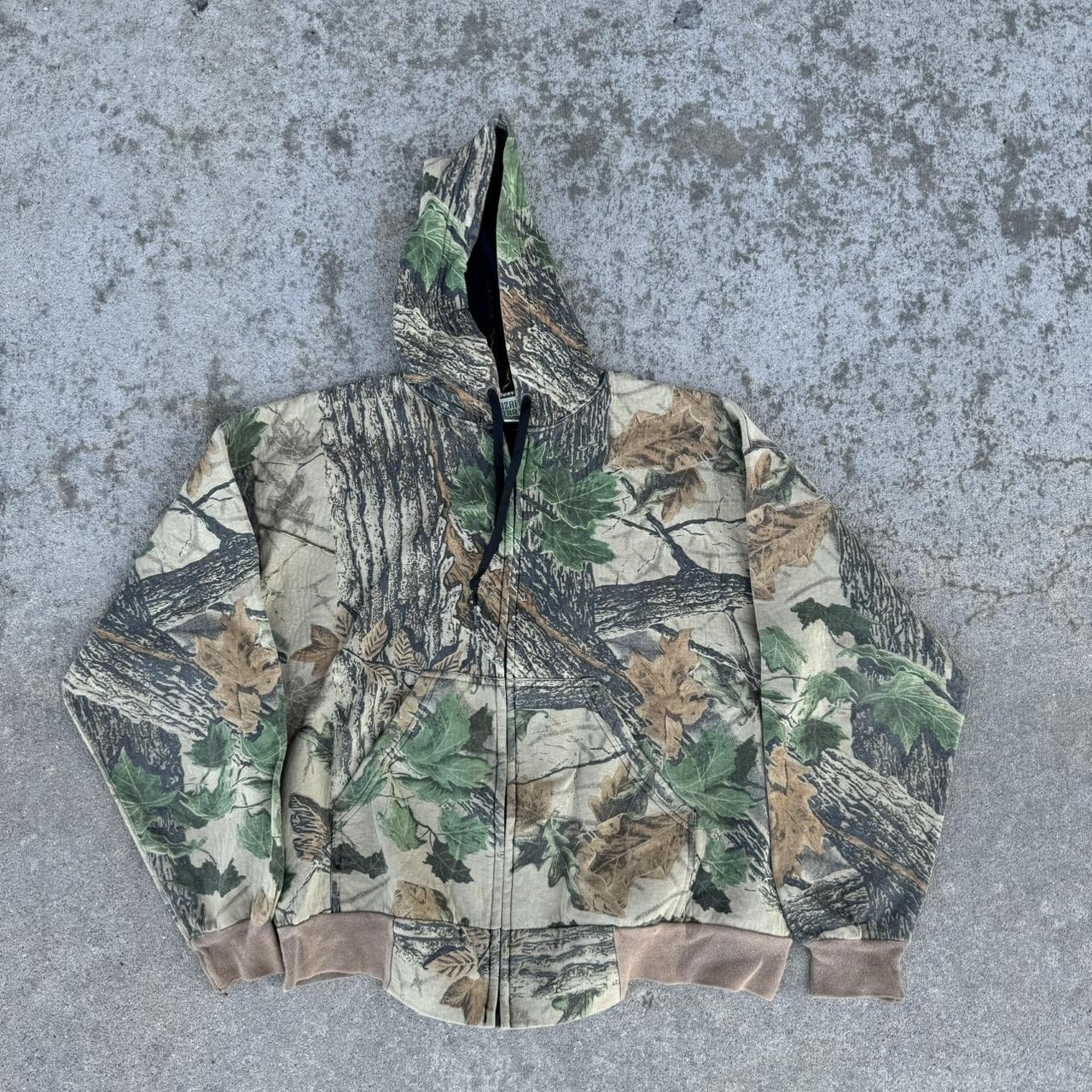 Real tree camo essential skater grunge camo zip up... | Depop