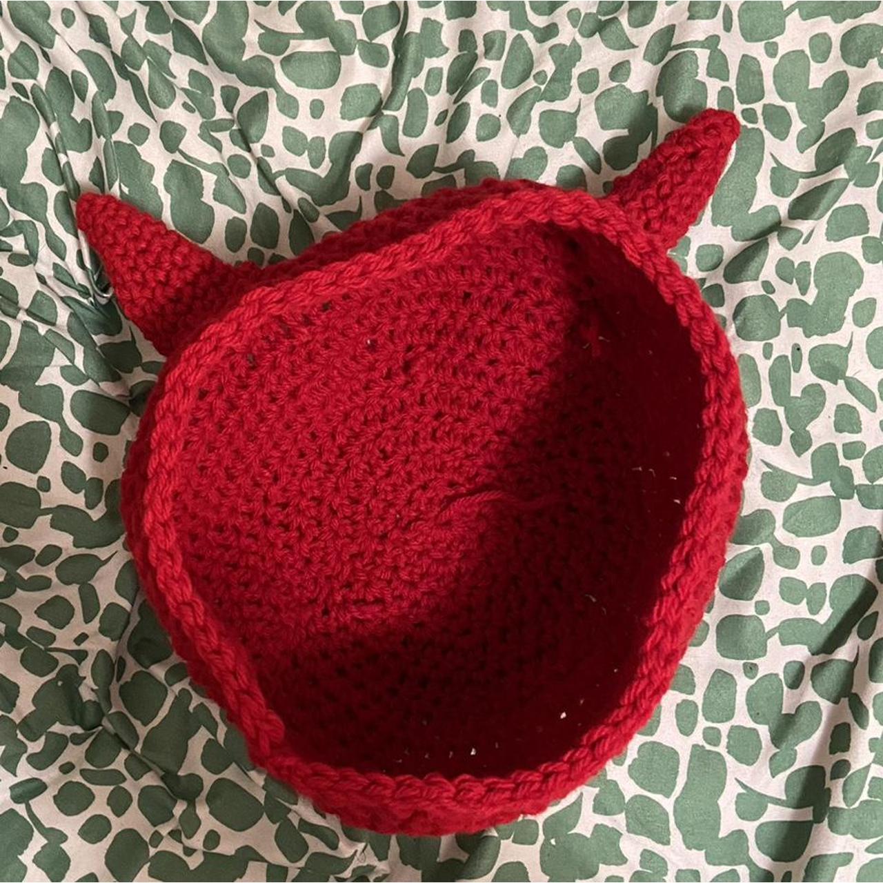 “RED DEVIL” crochet horn hat #crochethat #fairycore... - Depop