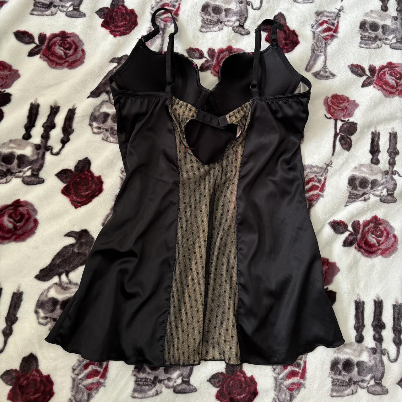 Jezebel Black and pink bustier top and skirt set... - Depop