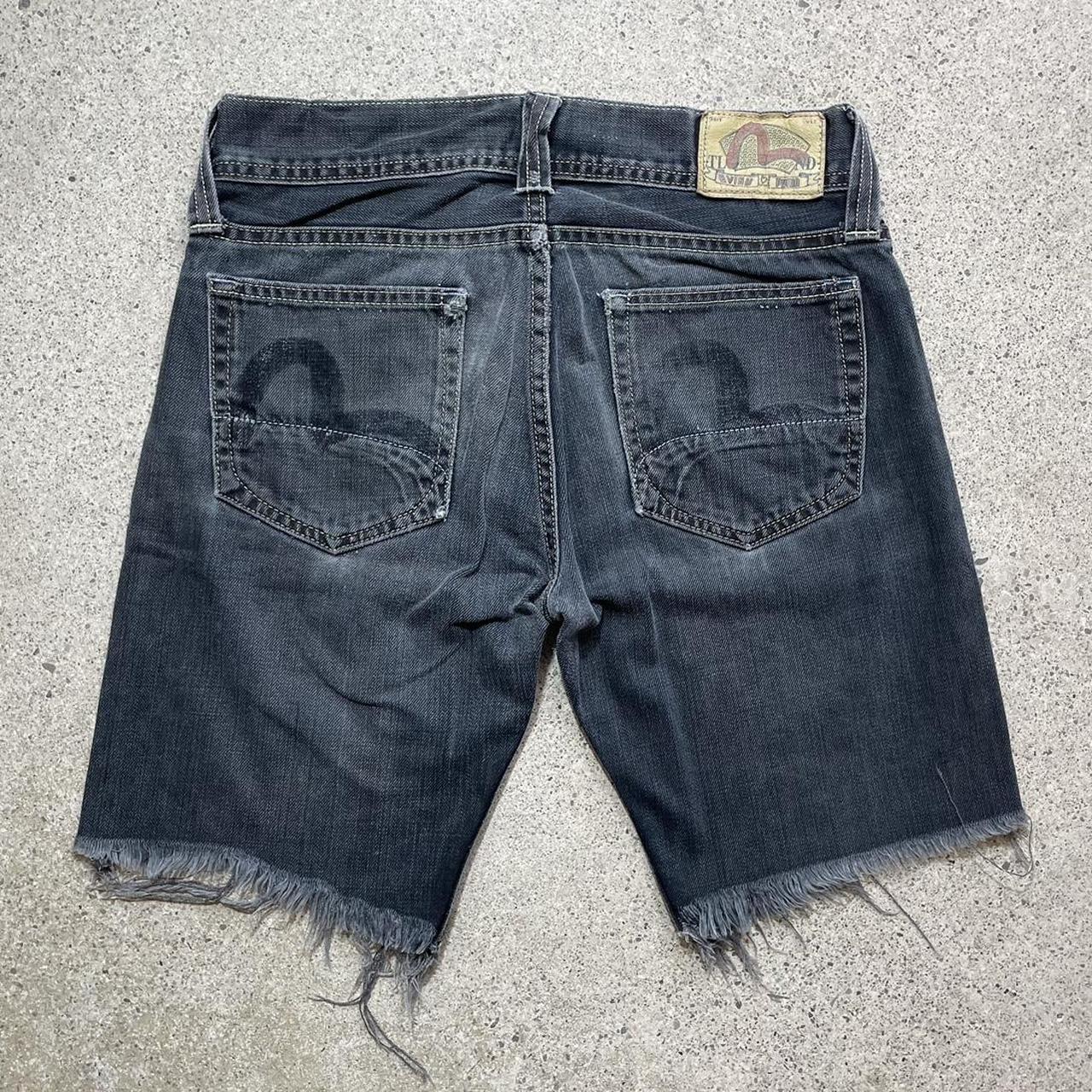 Evisu black denim shorts #denimshorts 29 waist - Depop