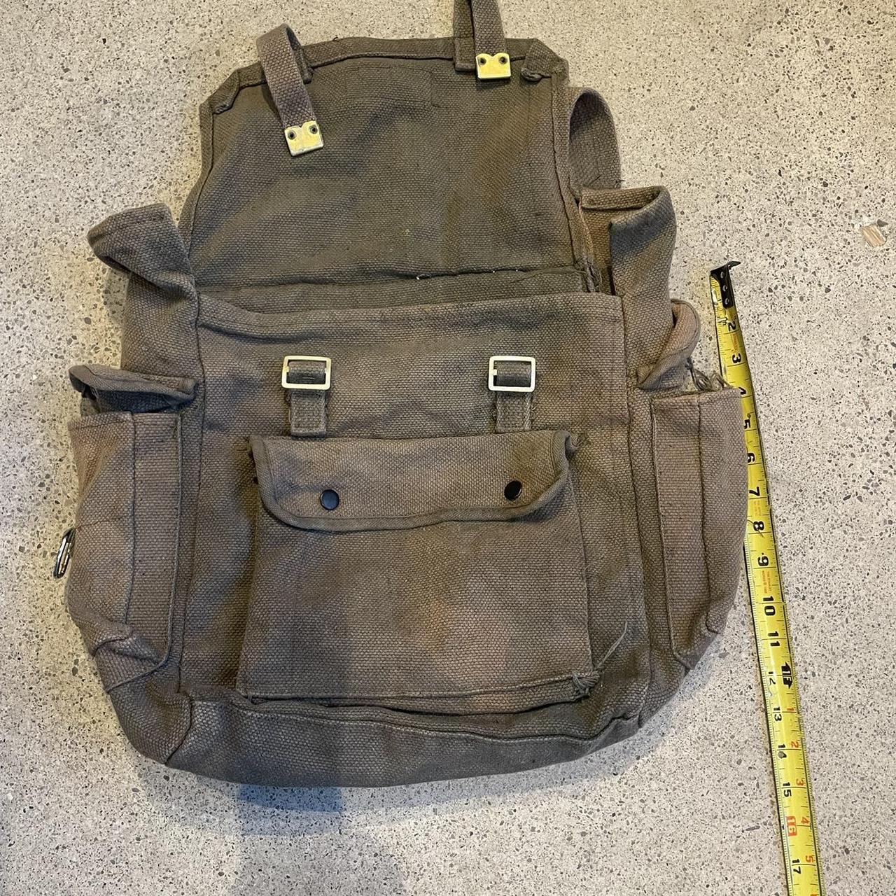 World famous Green faded canvas backpack with... - Depop