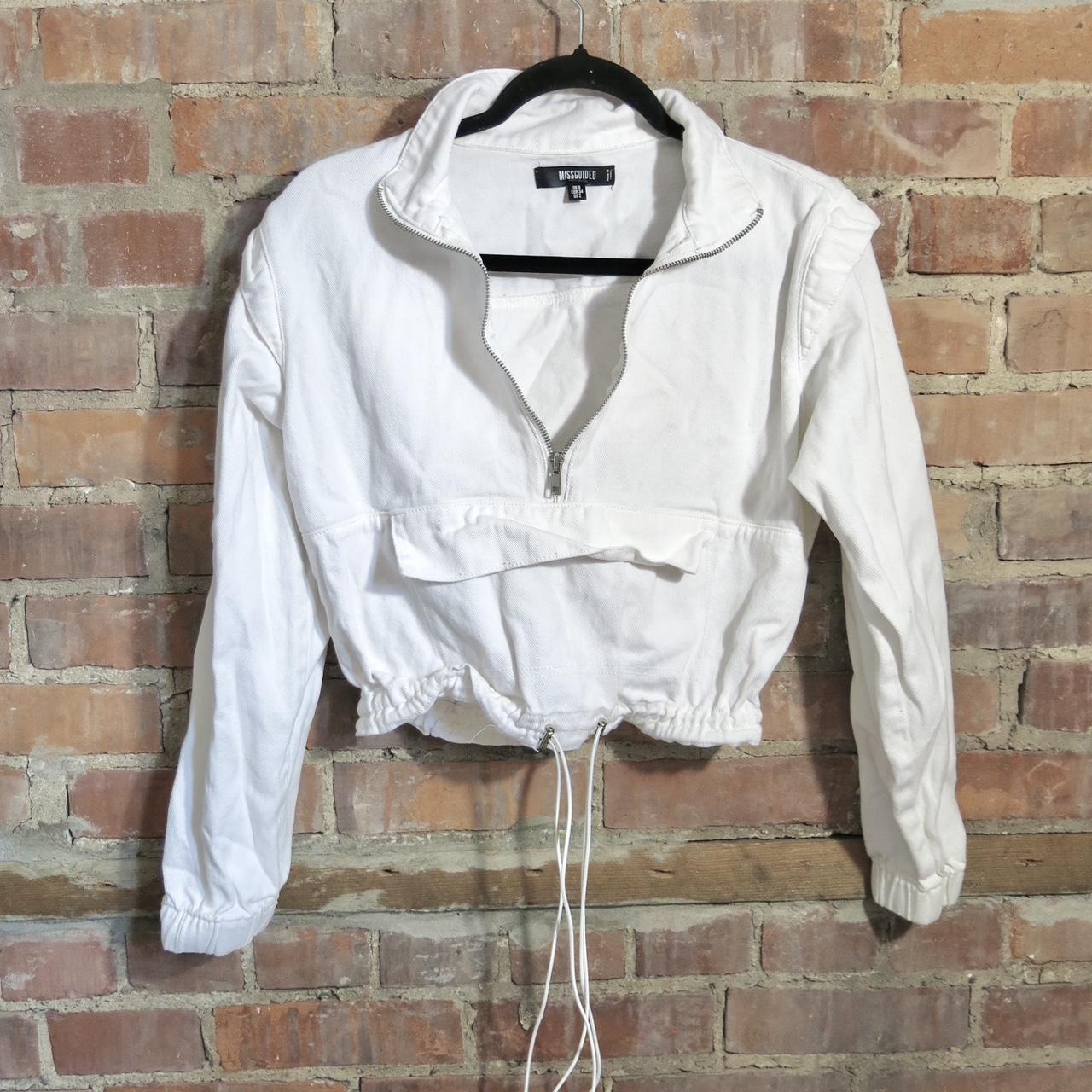 MISSGUIDED CROPPED QUARTER ZIP •White jean... - Depop