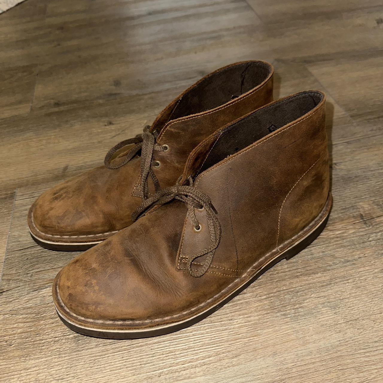 Men’s Brown leather Clarks desert... | Depop