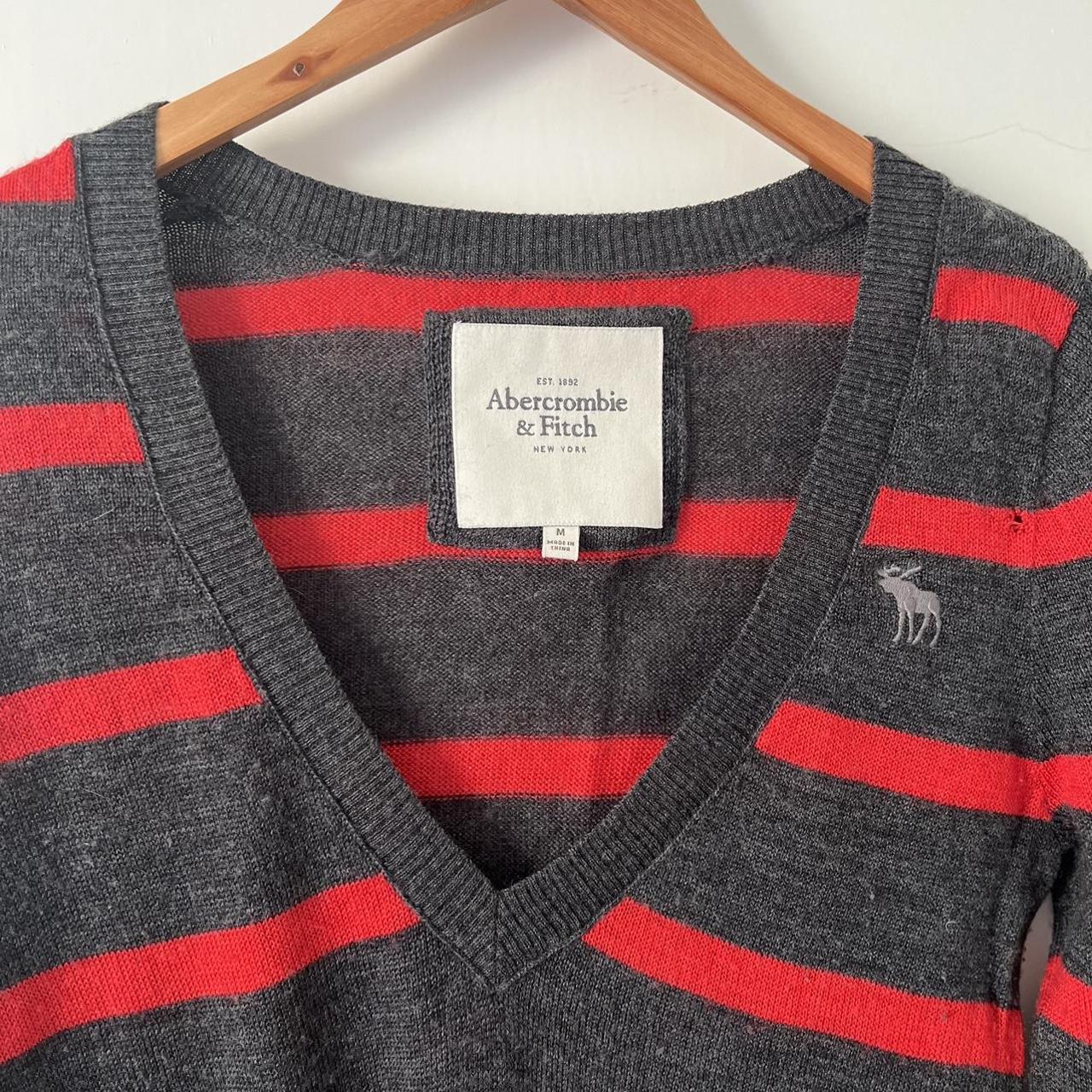 Abercrombie & Fitch Women's Burgundy and Grey Shirt | Depop