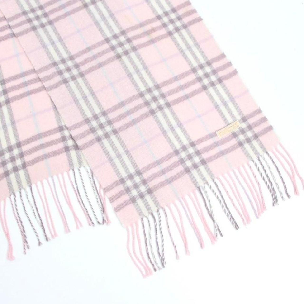 Pink check Burberry scarf. Good condition just a few... - Depop
