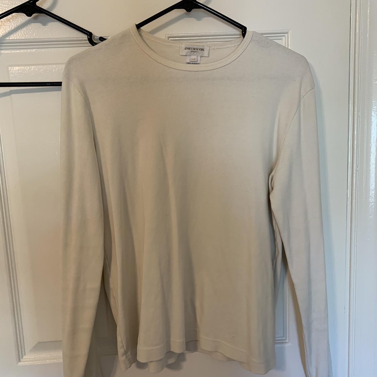 plain off white basic long sleeve perfect for... - Depop