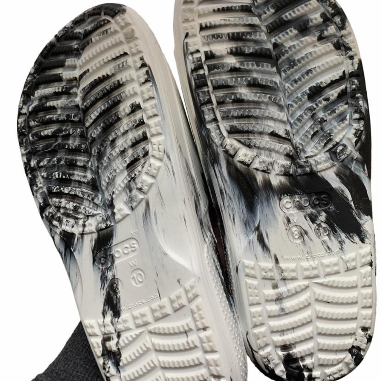 Black/White marble croc slides 10W/8.5M #crocs... - Depop