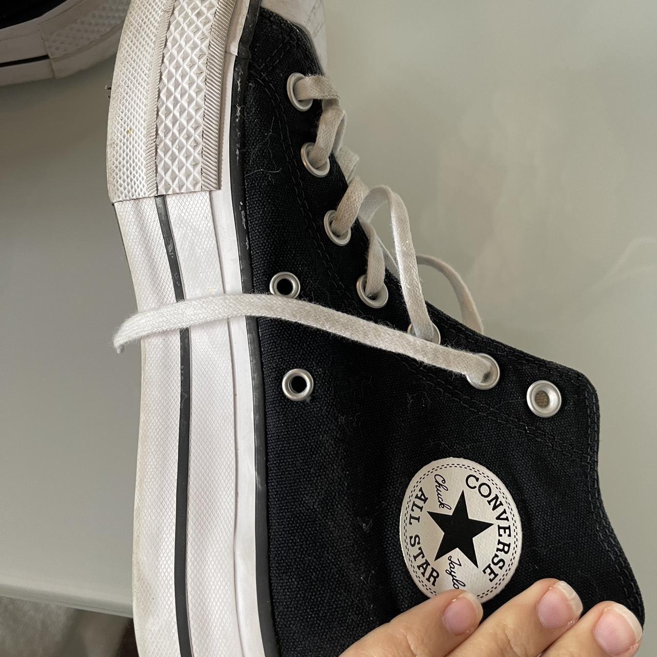 Black platform converse. Mud marks on whites but not... - Depop