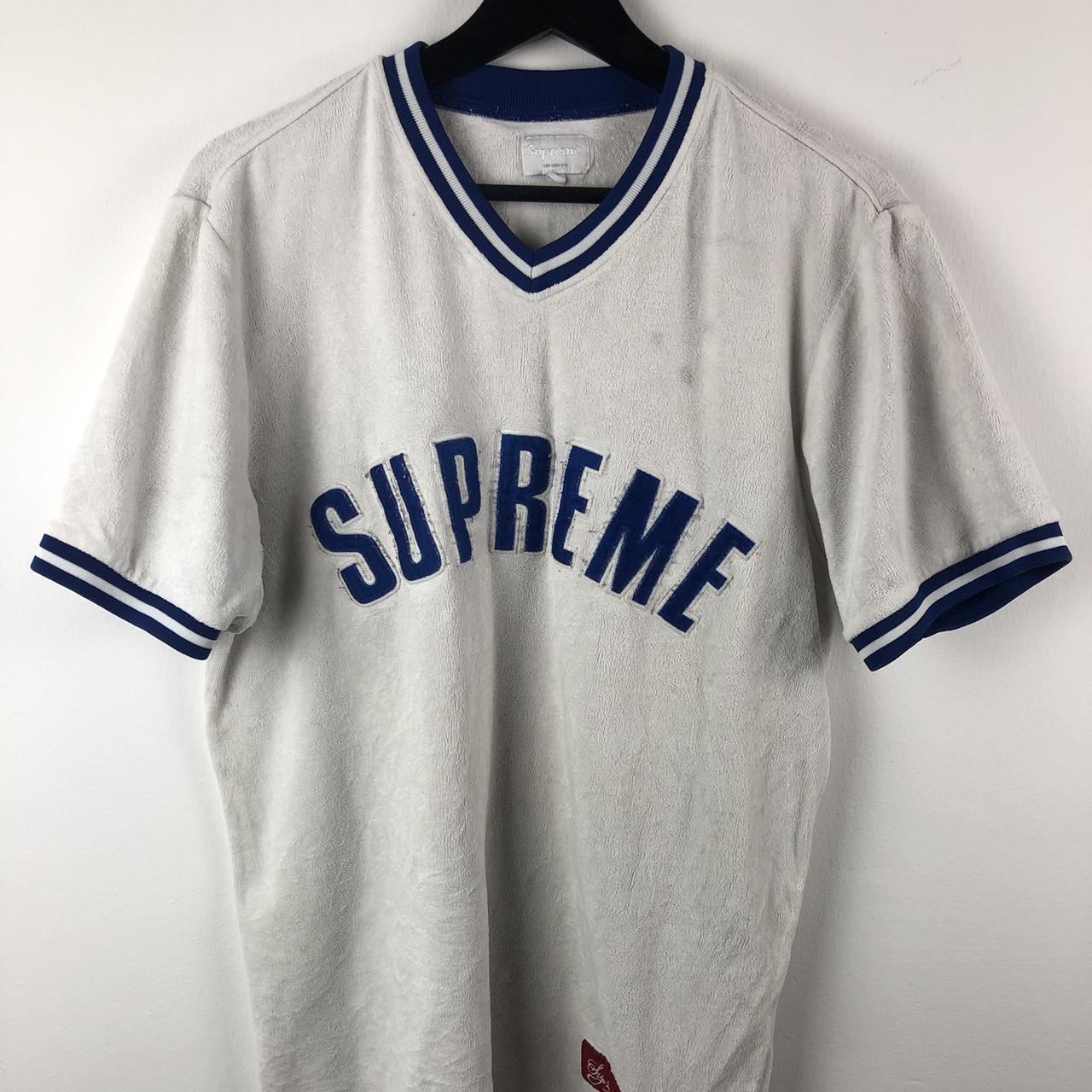 Extremely well worn velour Supreme baseball... - Depop