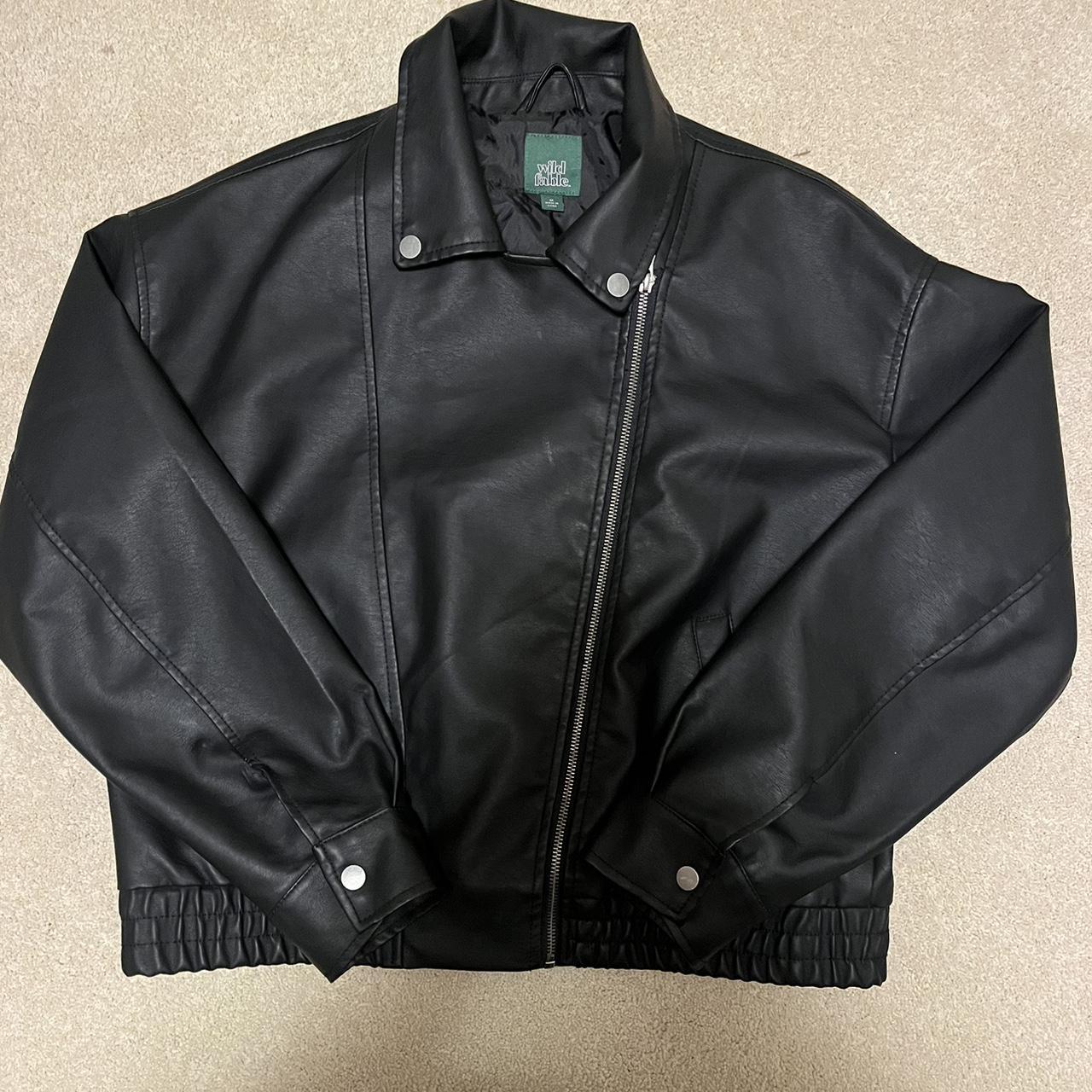 wild fable leather bomber jacket great condition... - Depop