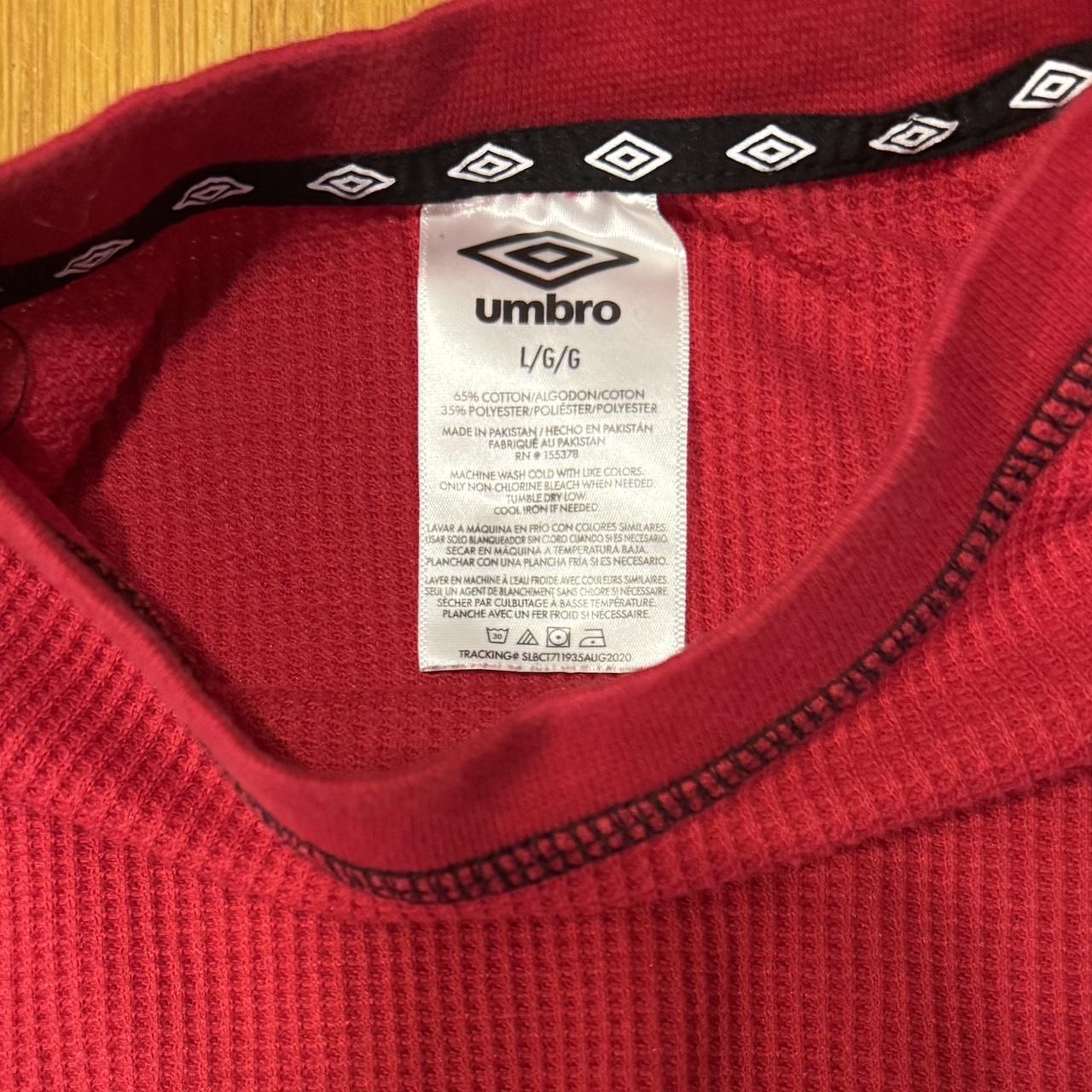 Y2K Umbro Red Long Sleeve Thermal Shirt L Dm for... - Depop
