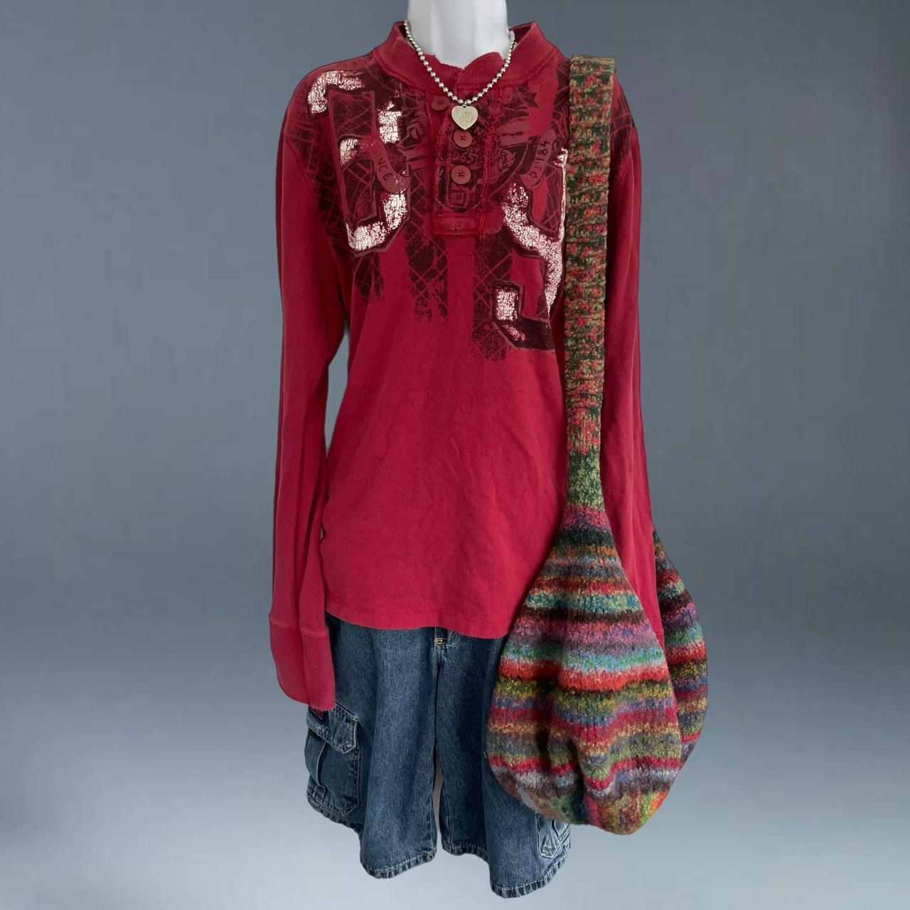 y2k red skate grunge graphic long sleeve ☆ brand:... - Depop