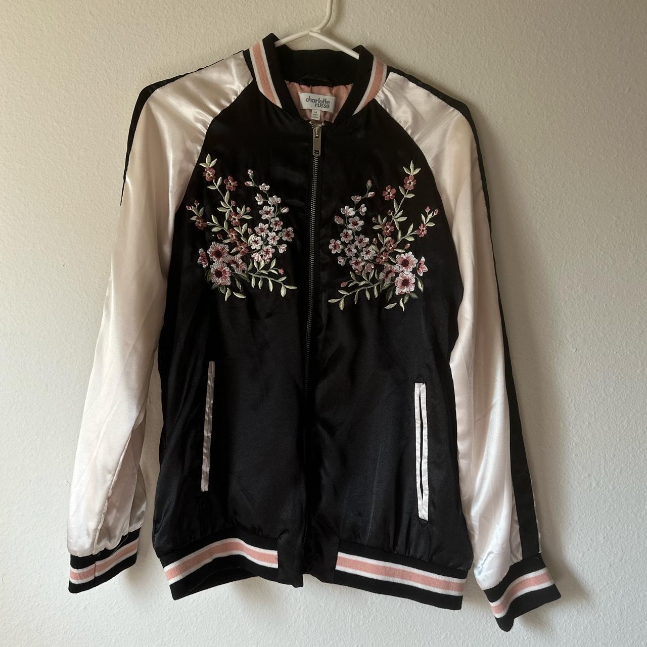 Charlotte Russe Satin Varsity Embroidered... - Depop