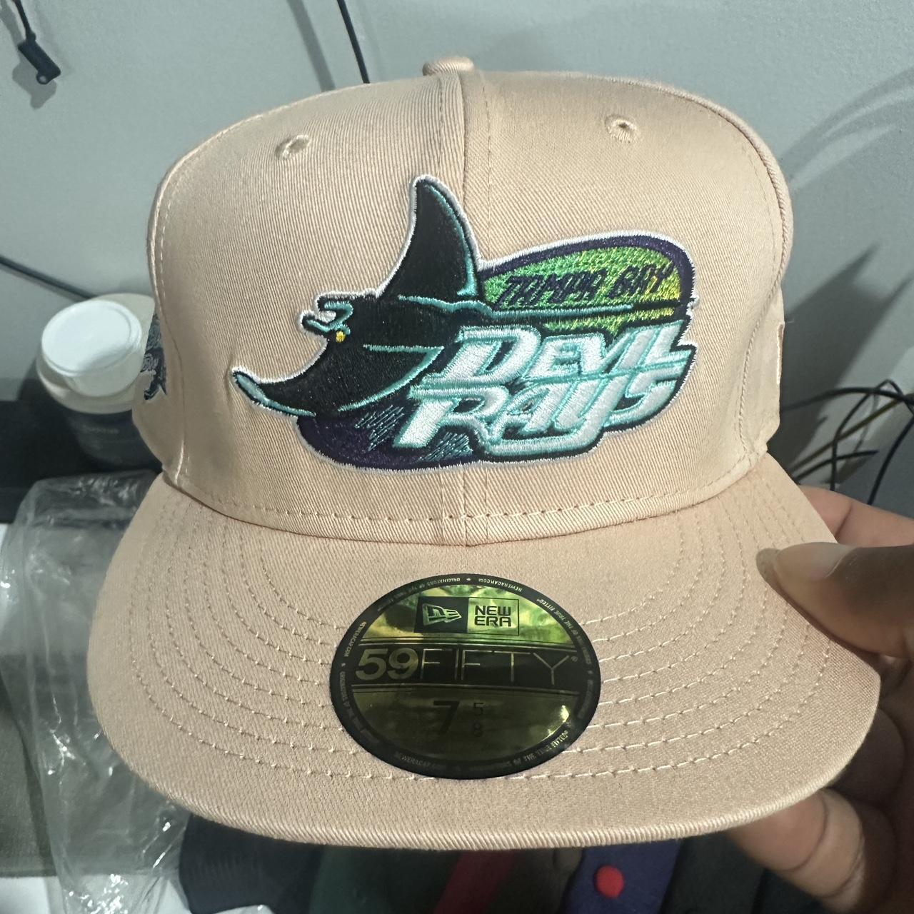 tampa bay rays fitted size 7 5/8 aqua blue... | Depop
