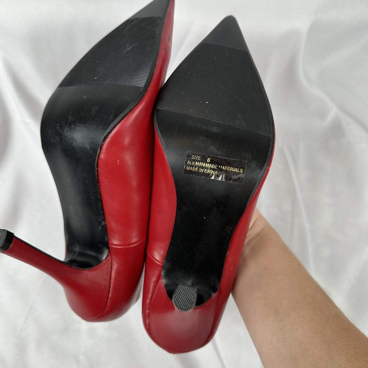 Early 2000’s red pointed toe heels Brand:... - Depop