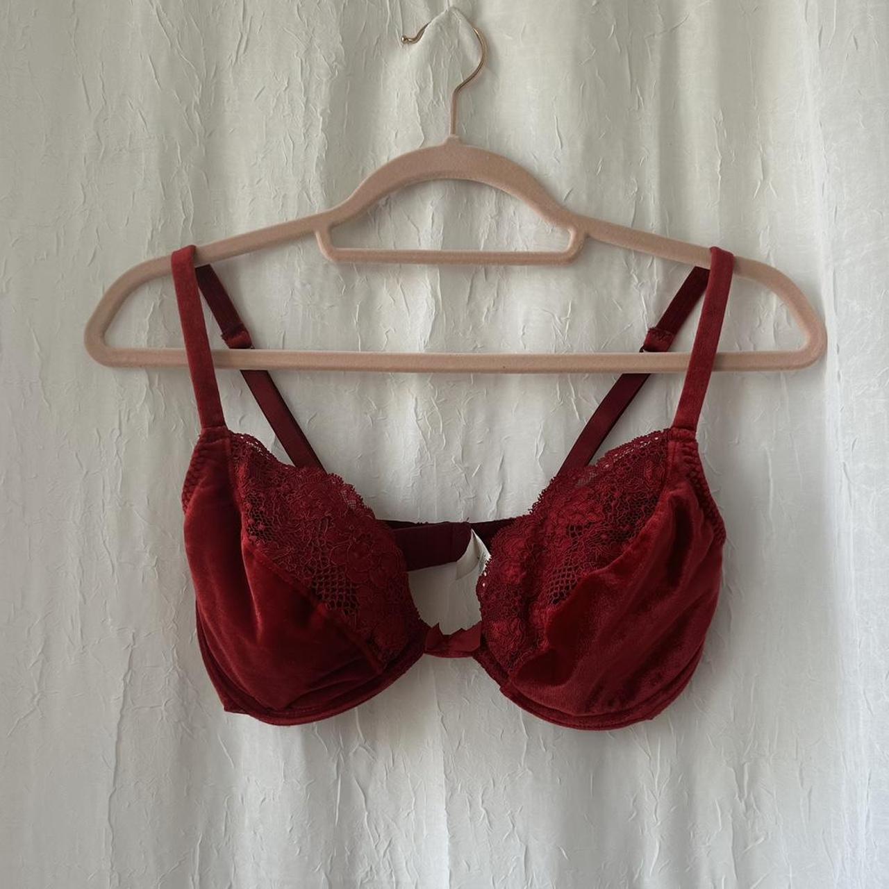 Vintage velvet 1998 Victoria’s Secret red bra size 36C | Depop
