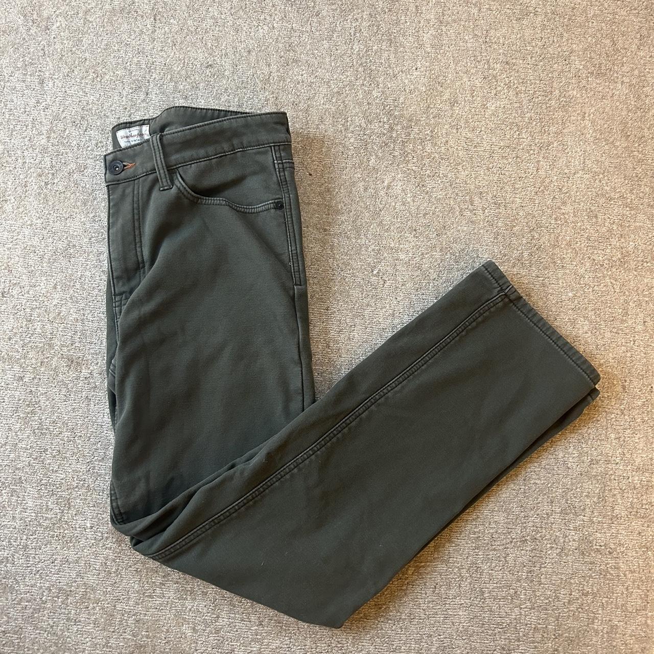 Fleece lined forest green work pants - Depop