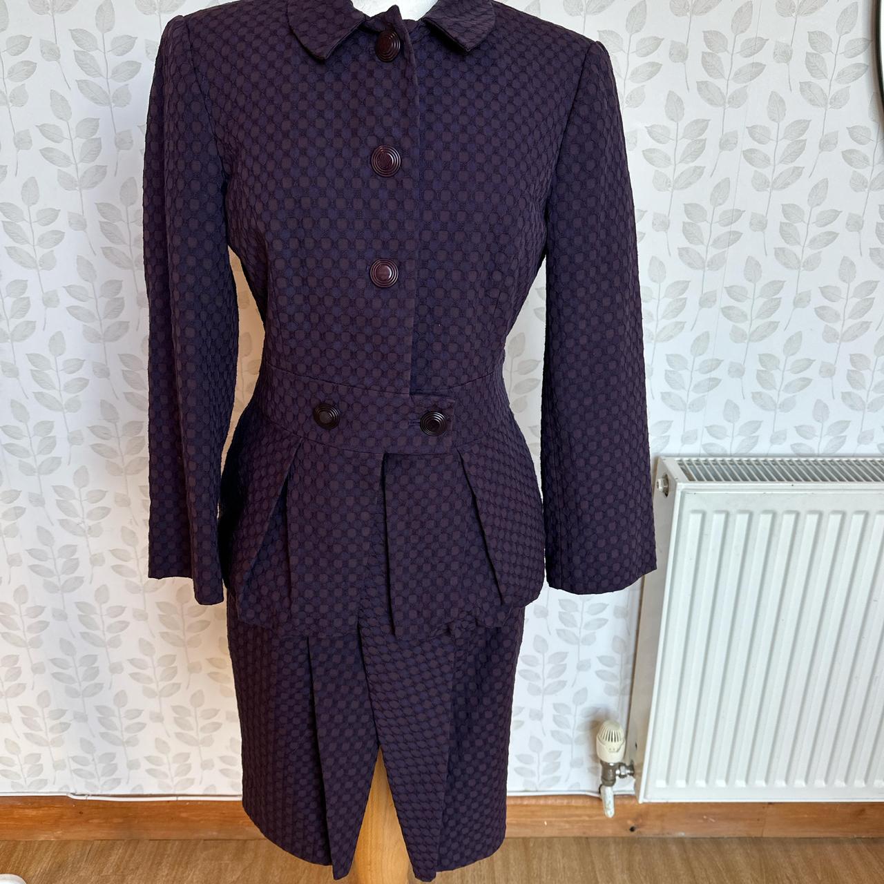 Stefanel Purple vintage 80s/90s lined skirt suit,... - Depop