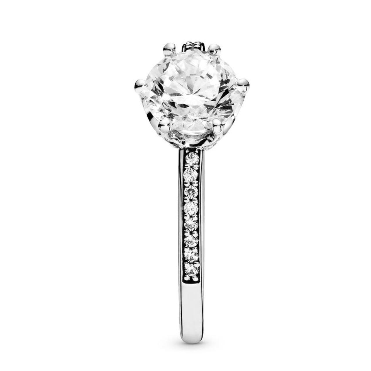 Pandora clear sparkling crown solitaire ring Size... - Depop