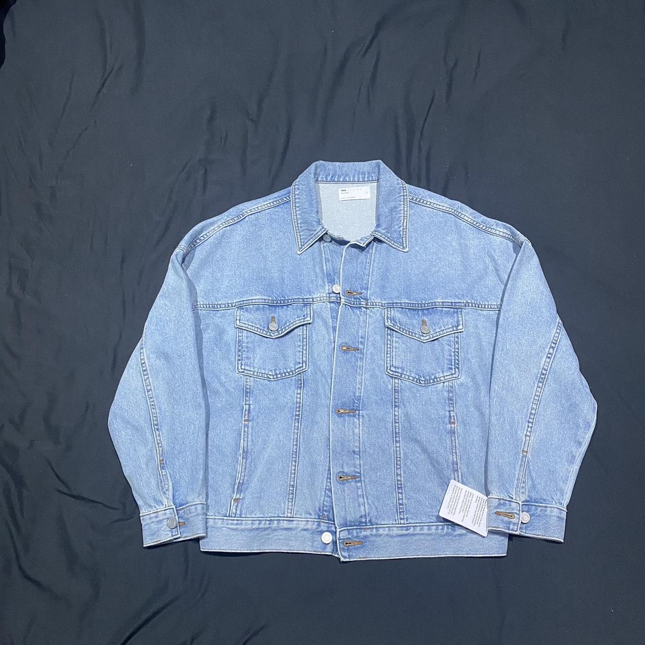 ASOS DESIGN oversized denim jacket in tinted light... - Depop