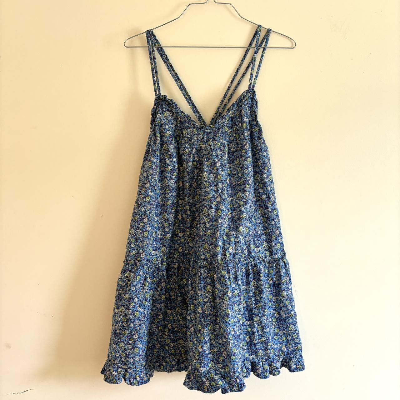 Cornflower blue sundress with white/yellow/lilac... - Depop