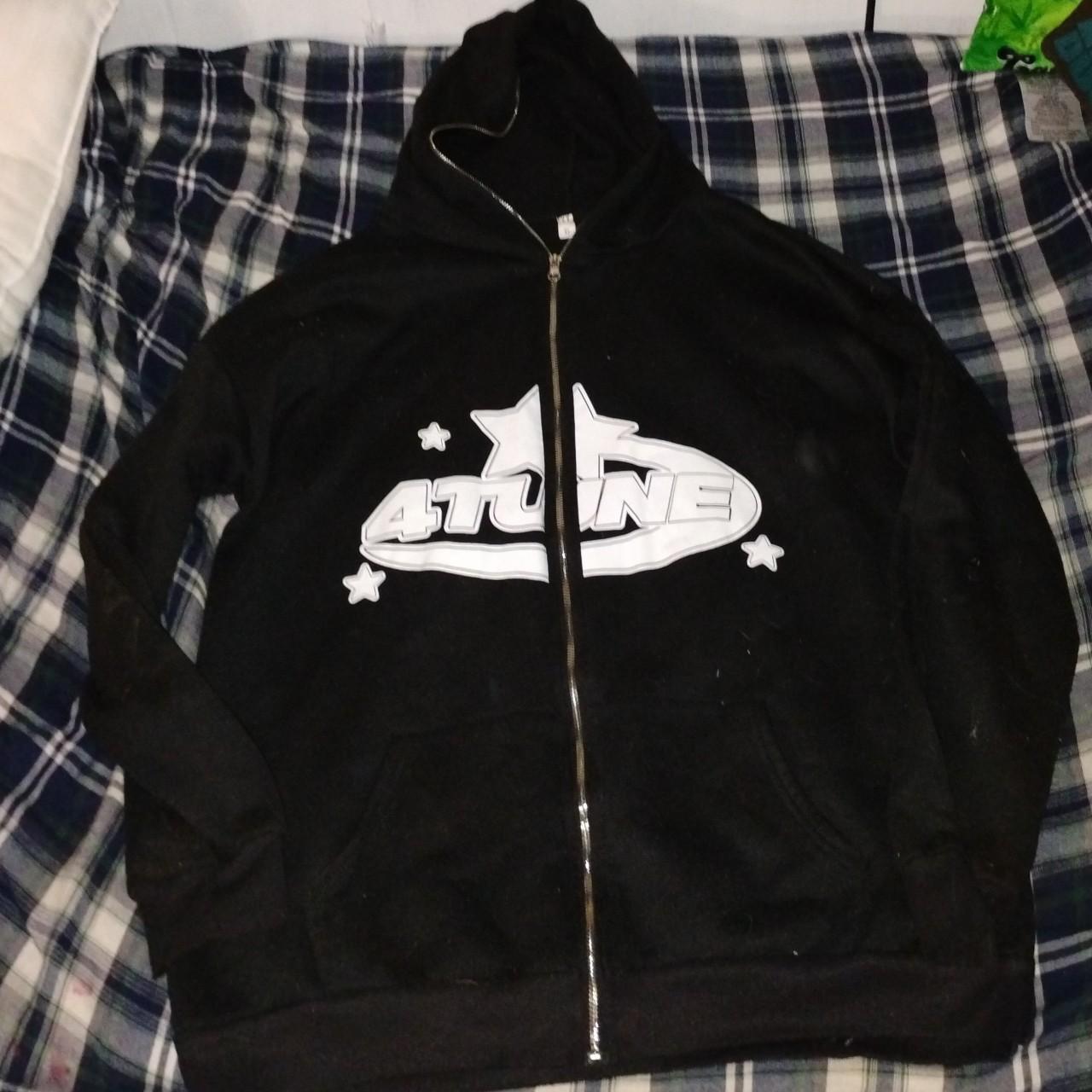 Black 4tune acubi Y2K zip up hoodie Worn multiple... | Depop