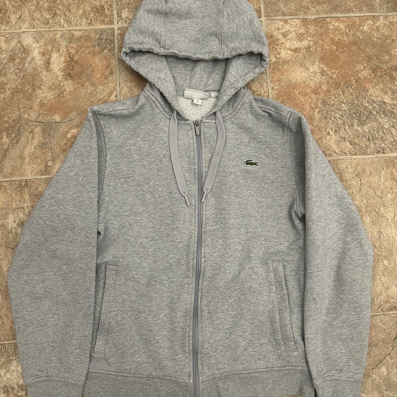 Grey Lacoste zip-up hoodie #lacoste#zipup | Depop