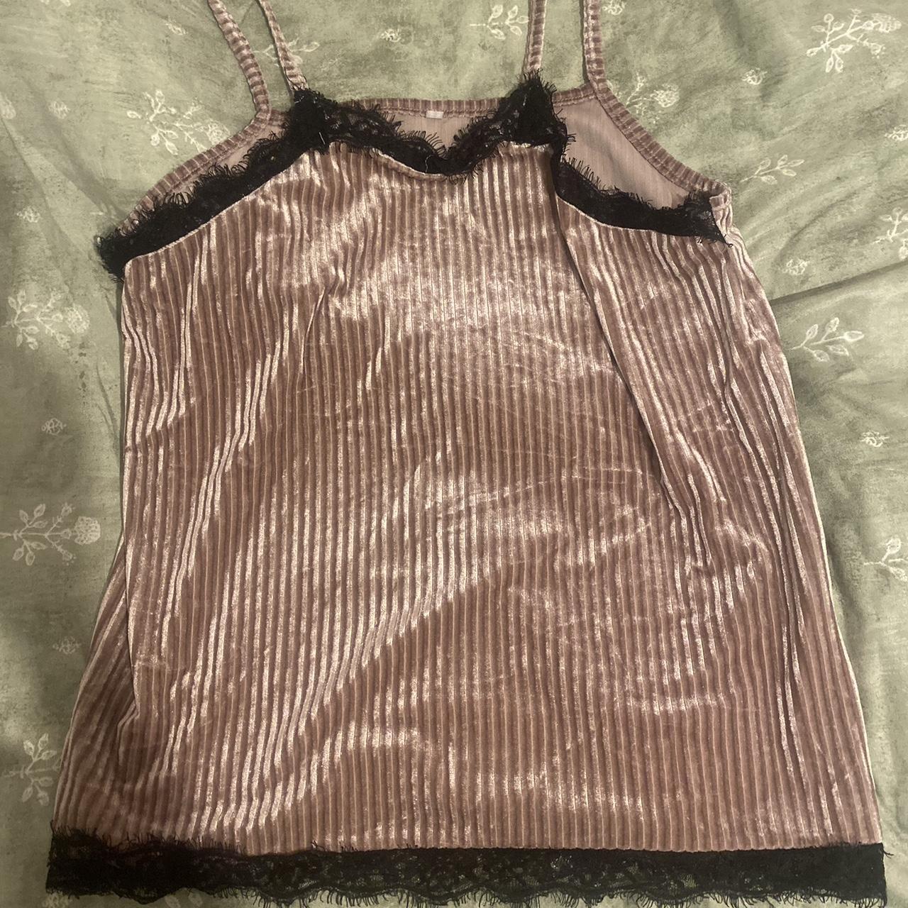 Pink velvet lace Victoria secrets vibes cami top... | Depop