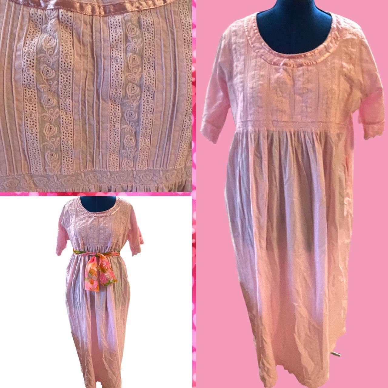 Fairy cottage core peasant Edwardian pink COTTON... - Depop