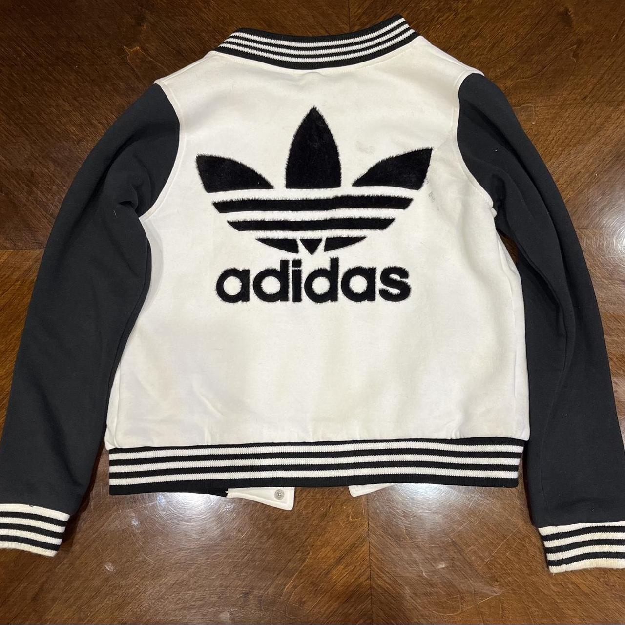Adidas originals varsity jacket Black and white Size... - Depop