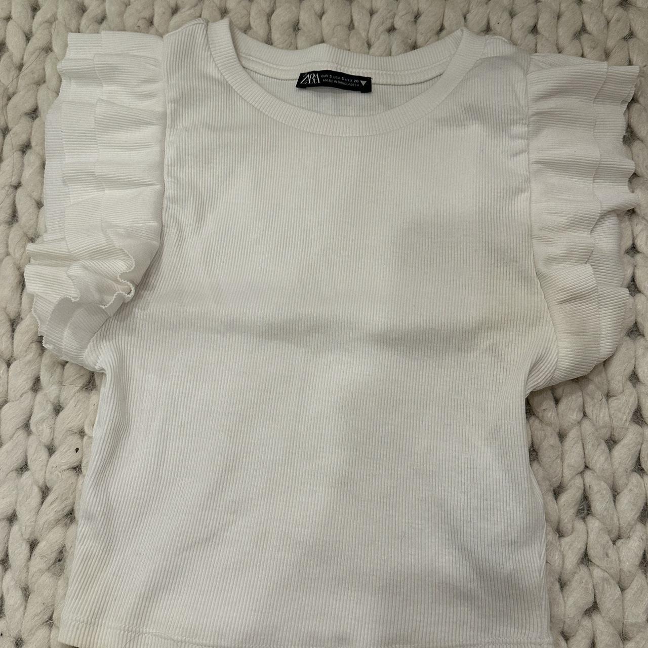 Small Zara ruffle top worn out once - Depop