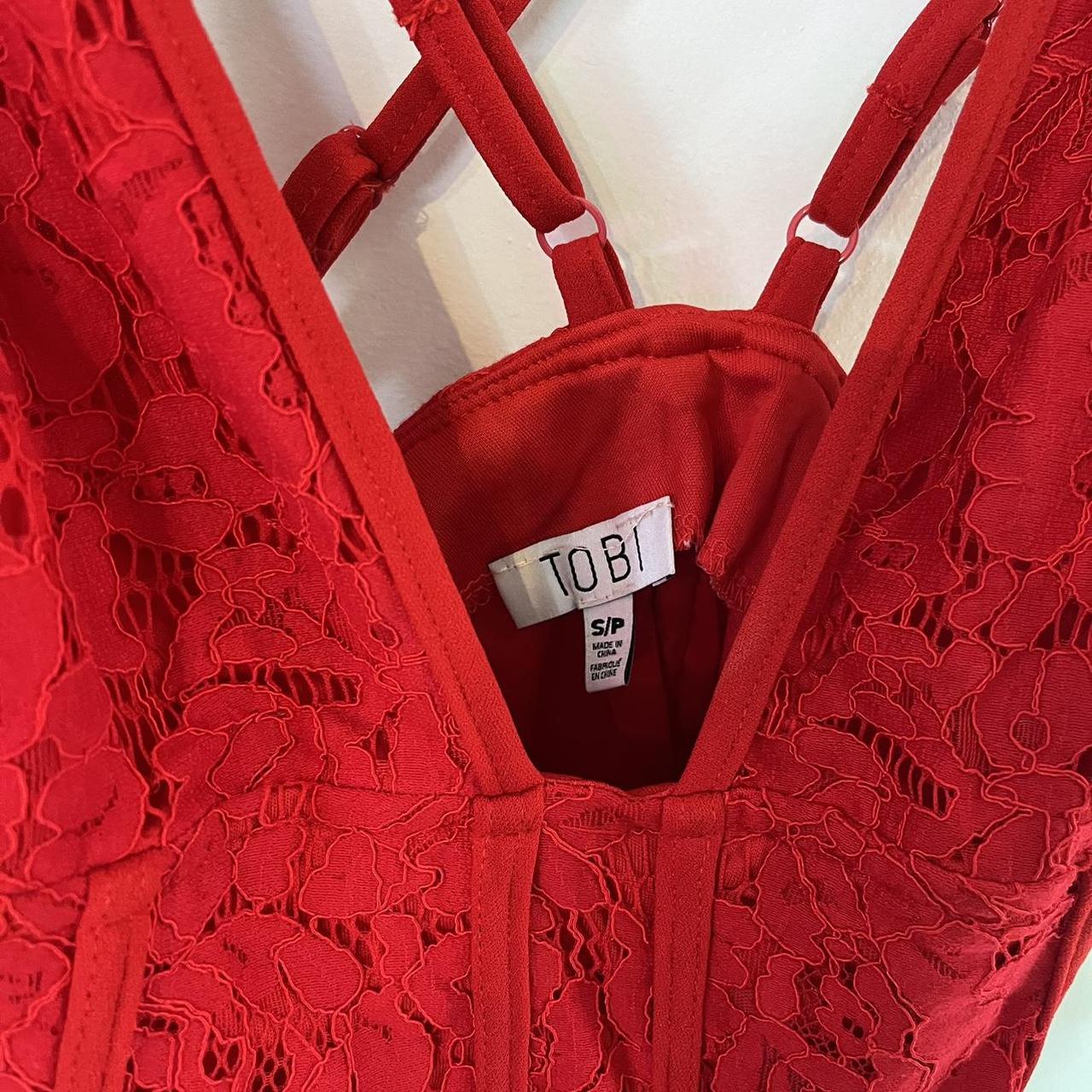 TOBI | Red Lace Mini Dress | NWT! Size Small - Depop