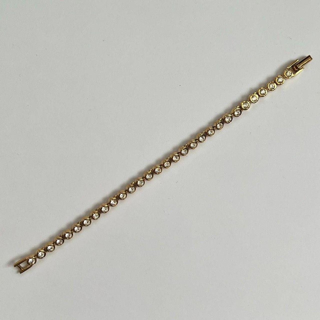 Swarovski Crystal Deluxe Gold Round Gold-Tone Tennis... - Depop