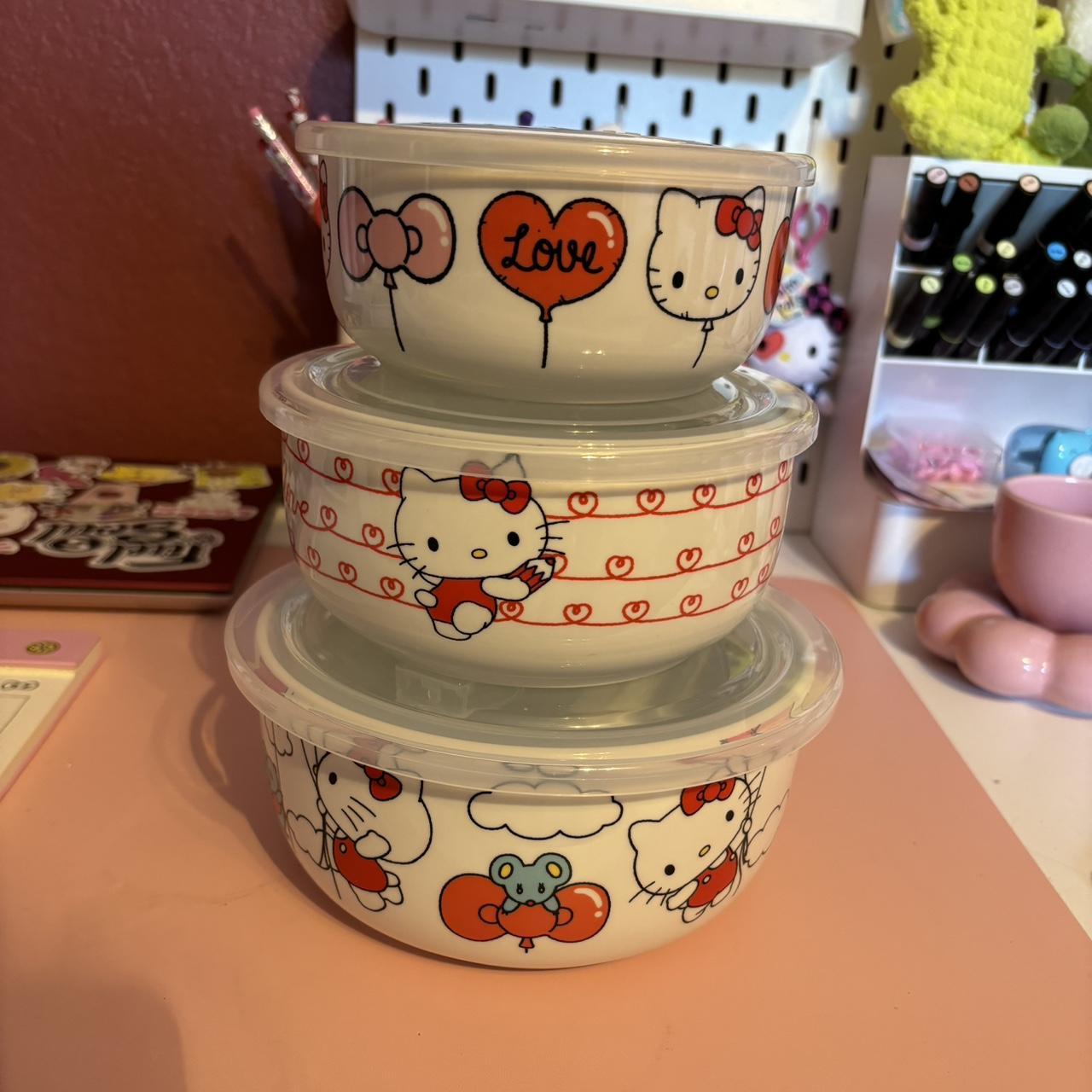 hello kitty storage container set!!! includes all 3;... - Depop