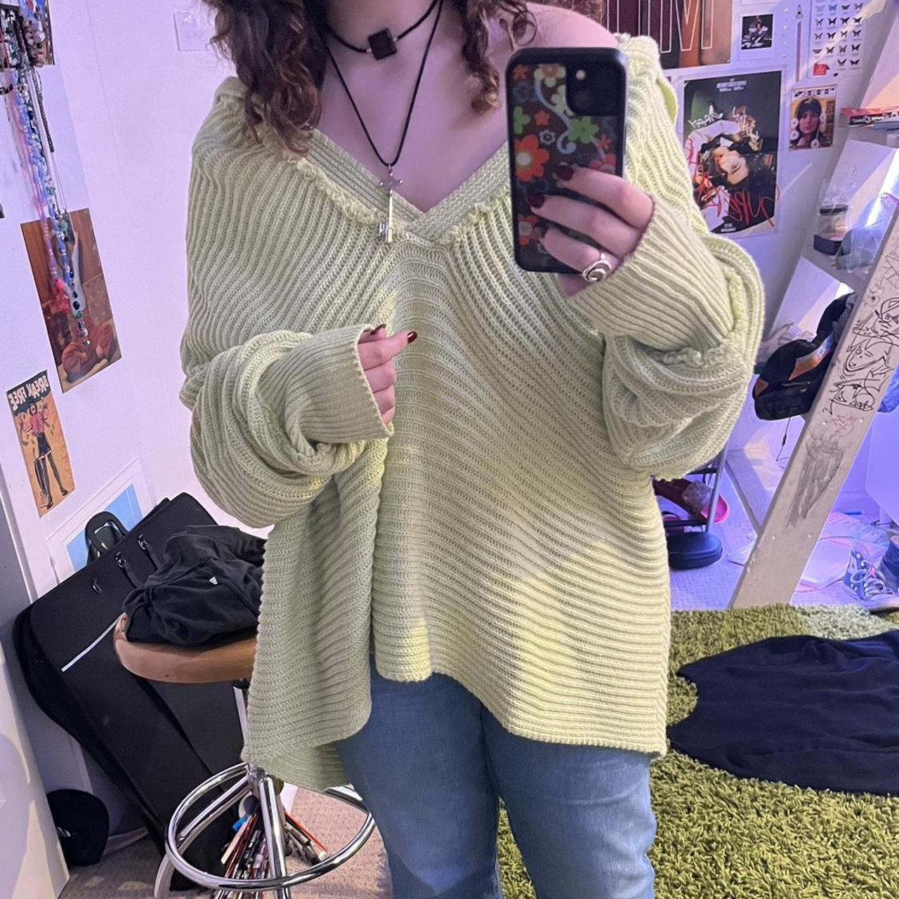 light spring green oversized free people sweater! i... - Depop