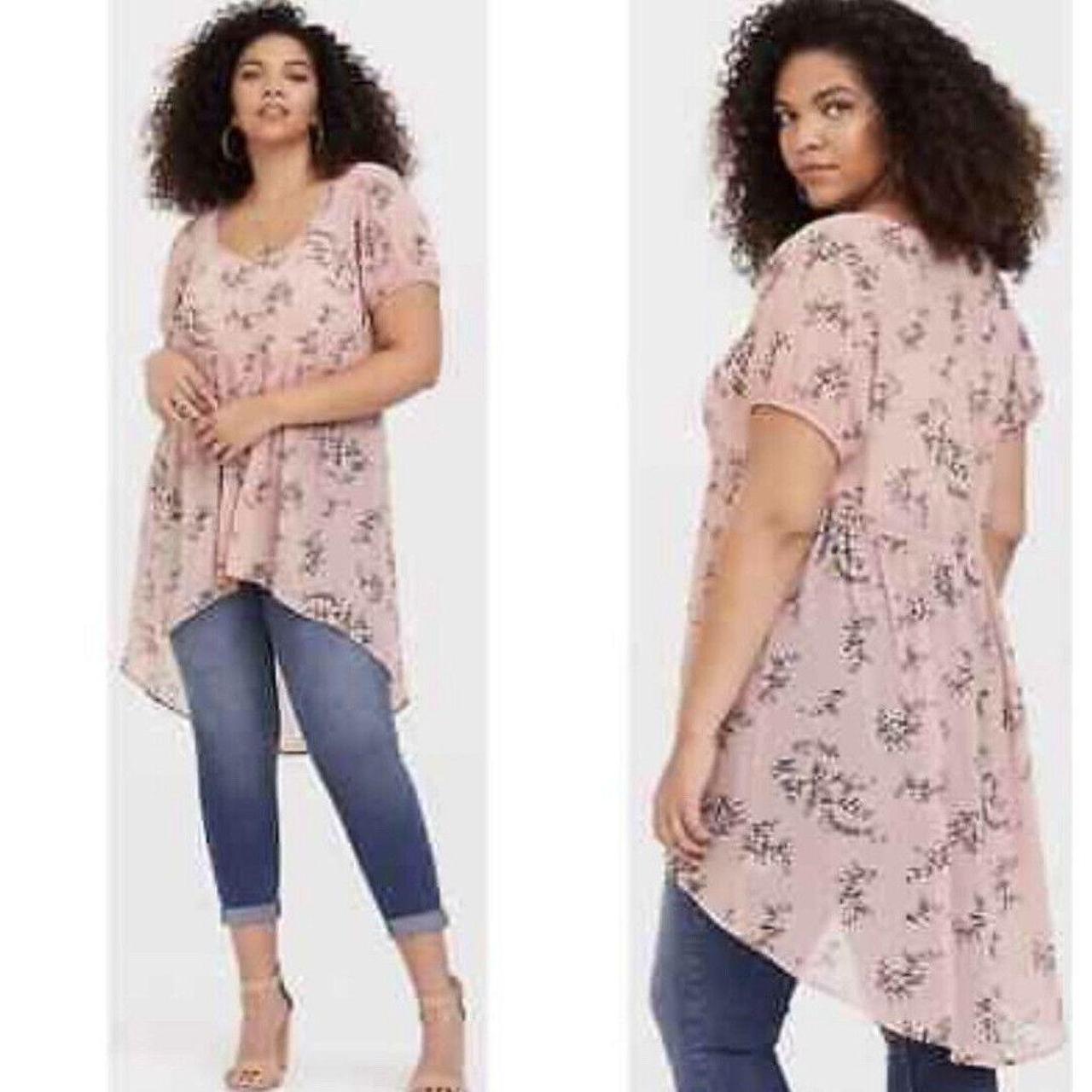 Torrid Lexie Babydoll Chiffon Button-Front Tunic... - Depop