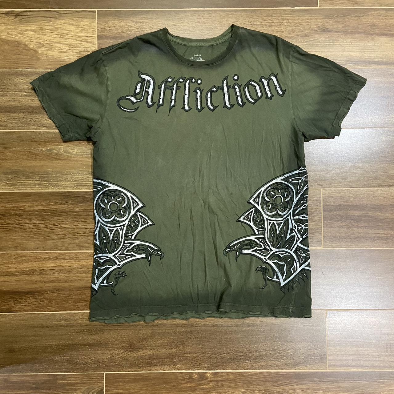 affliction tee with insane designs! Size -... - Depop