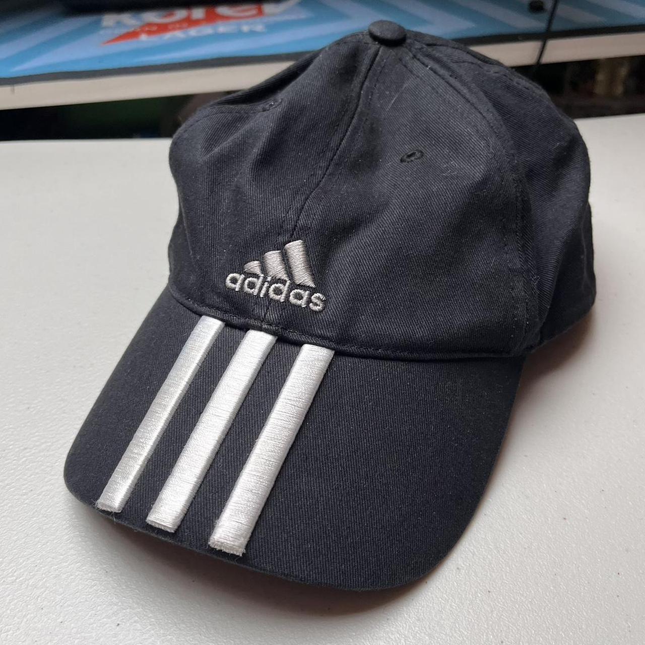 Vintage black adidas 3 stripe cap. Adjustable at the... | Depop
