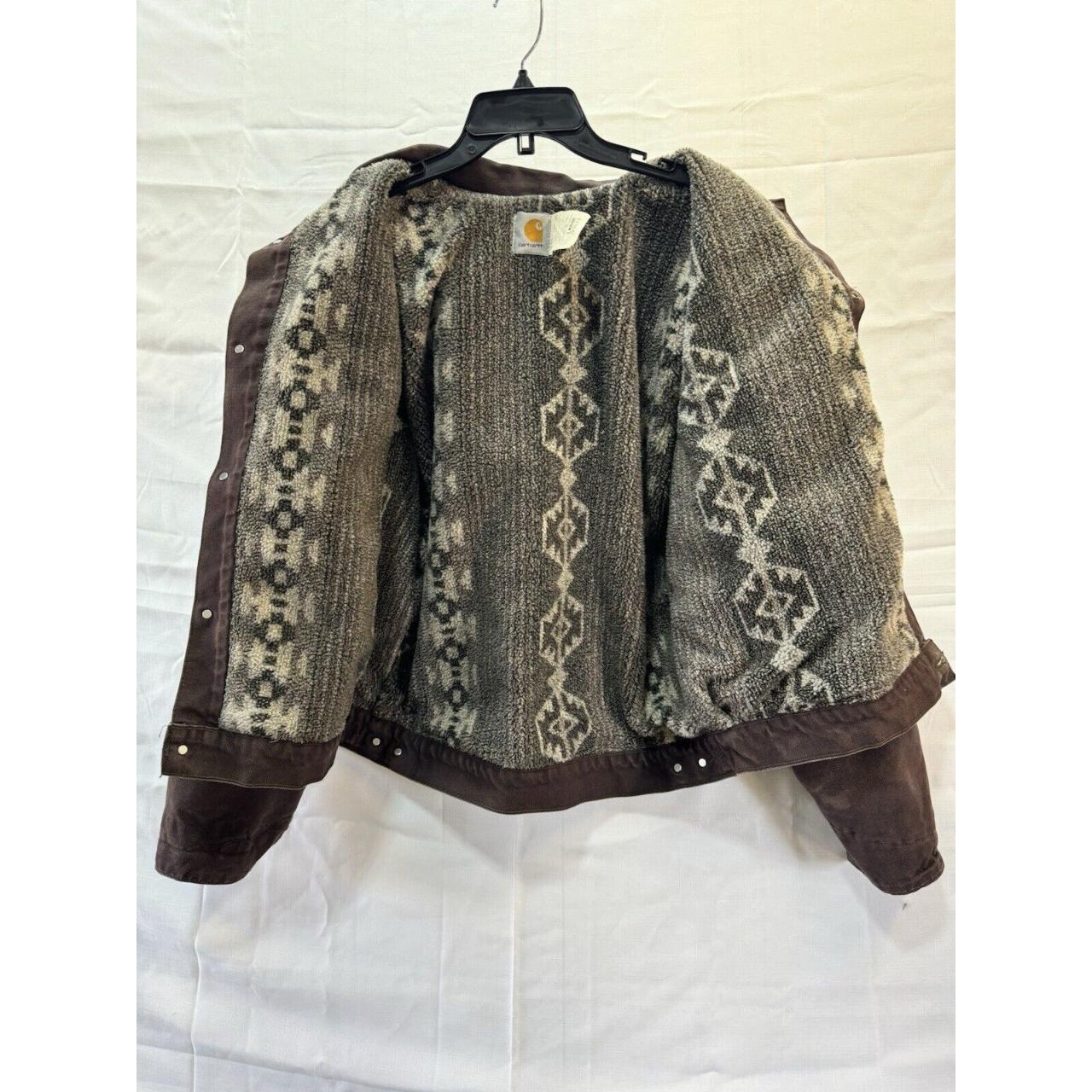 Vintage Carhartt Aztec Lined Detroit Jacket 90s... - Depop