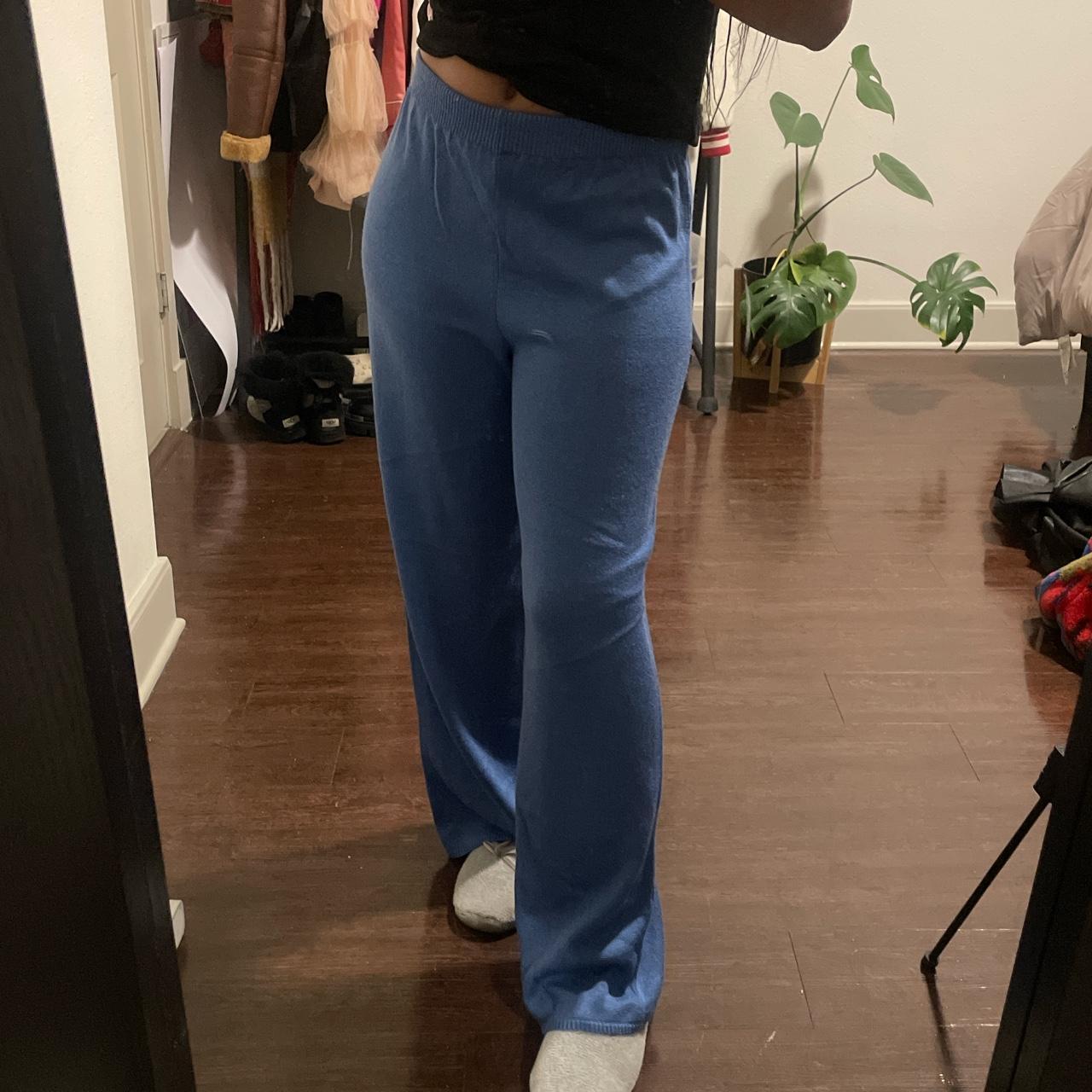 Blue knit pants Super comfy Size small - Depop