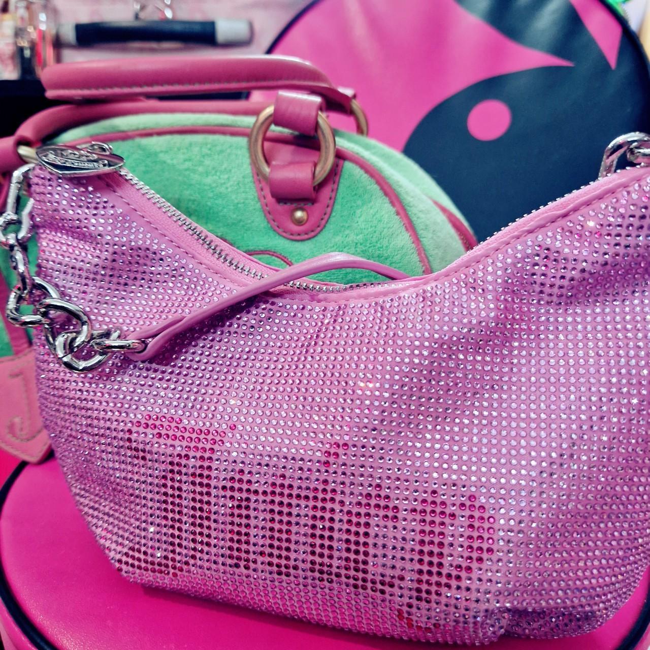 🎀Juicy Couture Rhinestone Diamanté Pink Hobo... - Depop