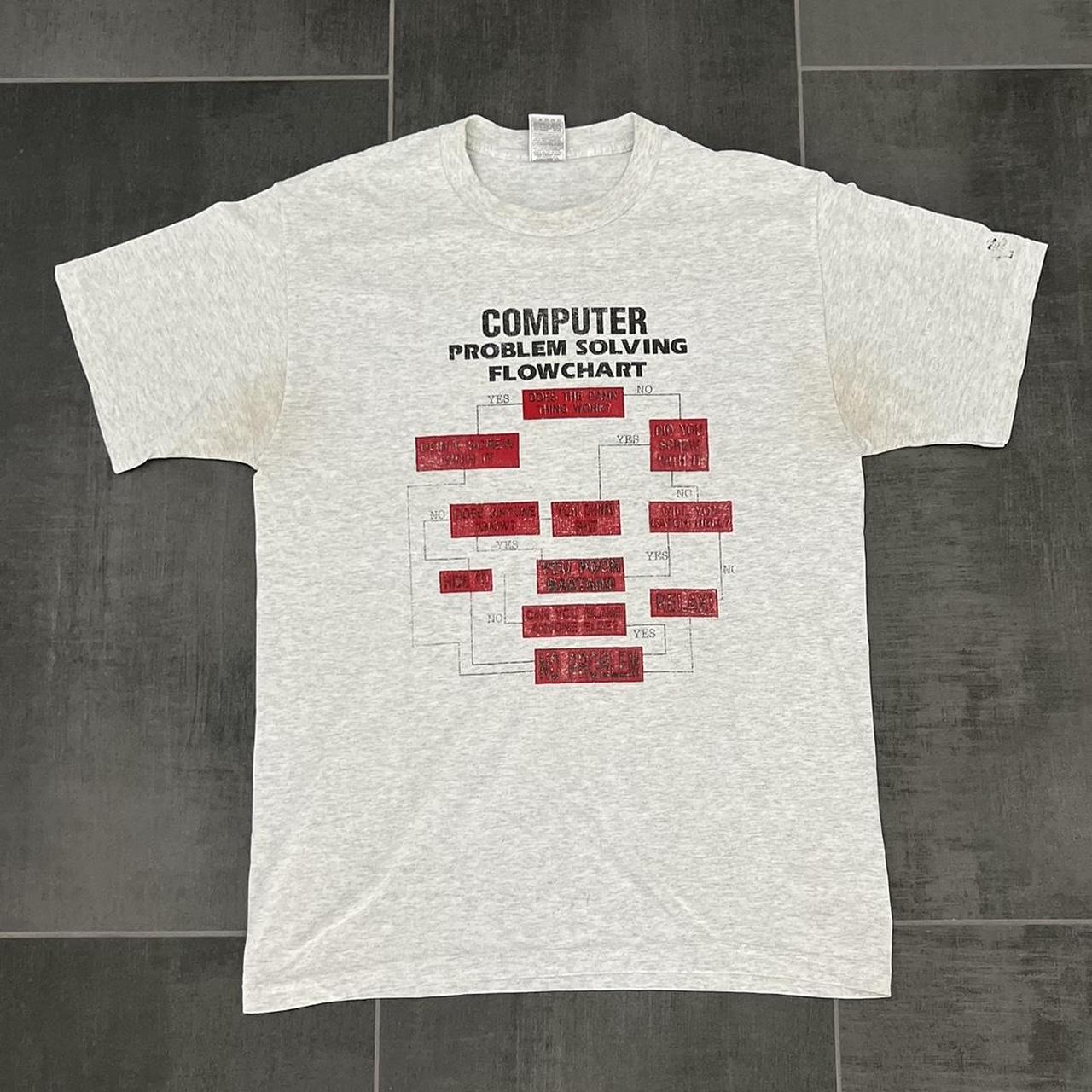Computer Problem Solving Flowchart T-Shirt -L -No... - Depop