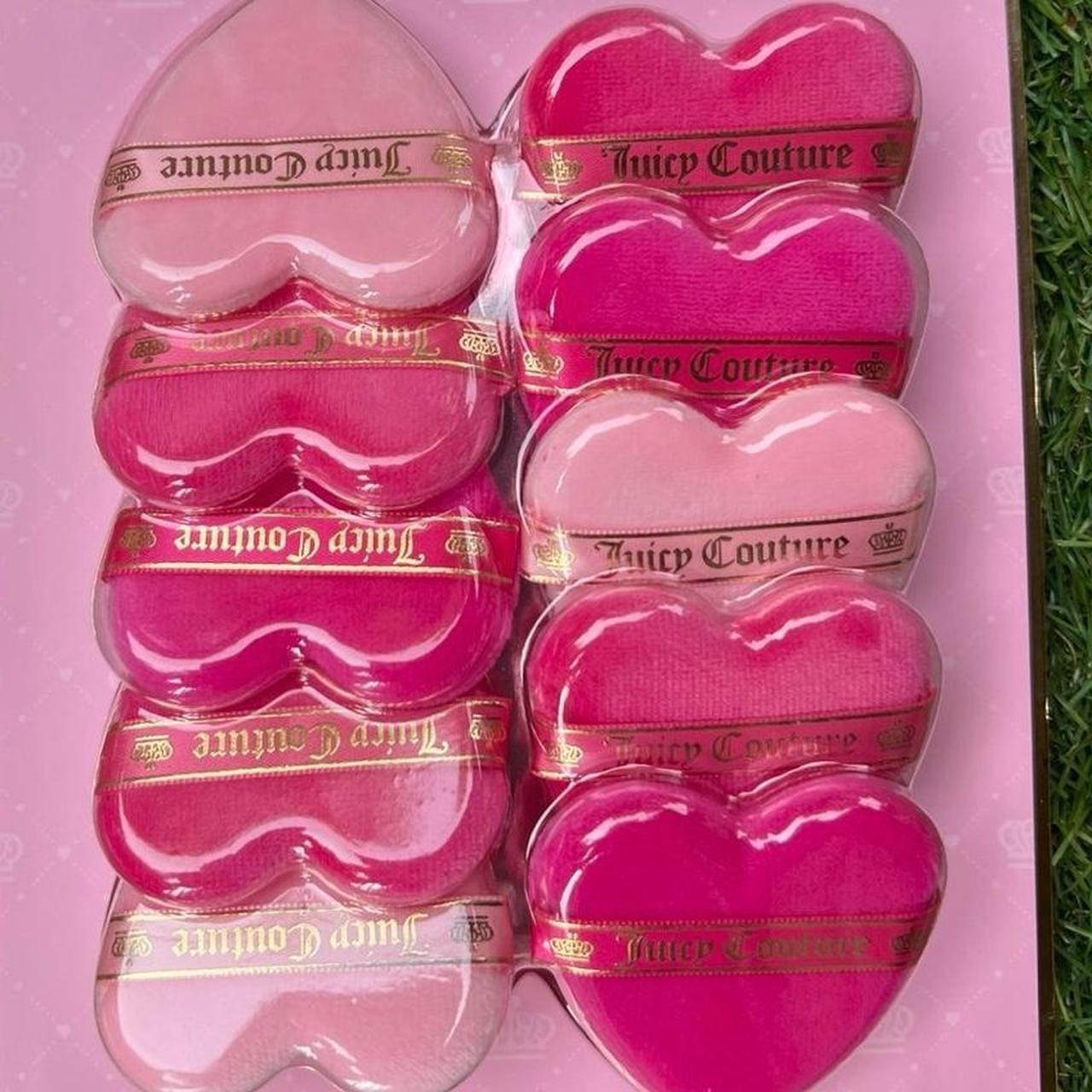 Juicy Couture pink heart shape makeup puffs 10pack... | Depop