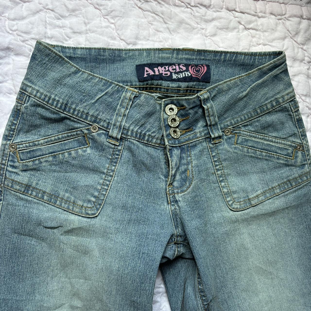 Angels low-rise blue denim jeans with a flattering... | Depop