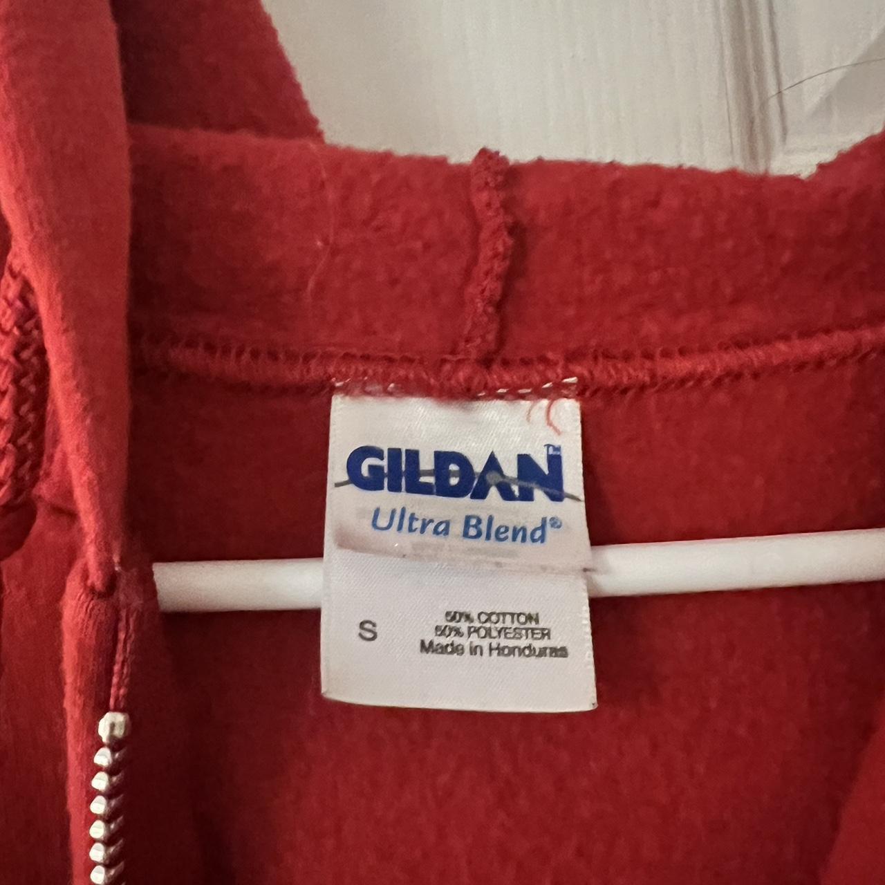 All red zip up with aesthetic design on the... - Depop