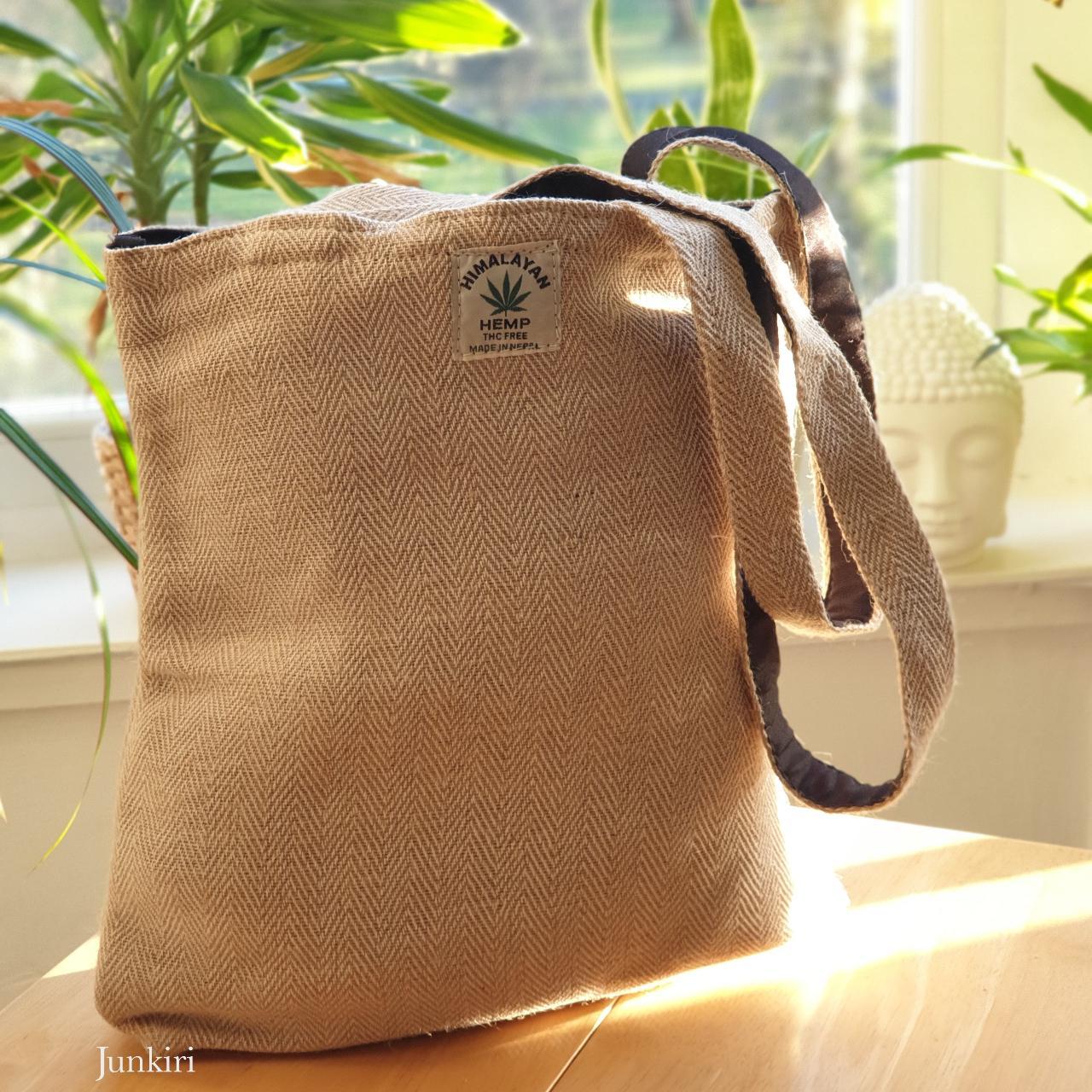 NATURAL HEMP TOTE BAG / Sustainable Shopping Bag /... - Depop