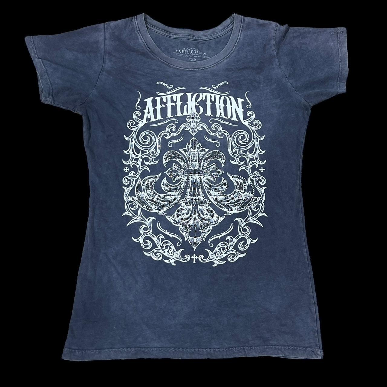 affliction shirt for girls with rhinestones and cool... - Depop