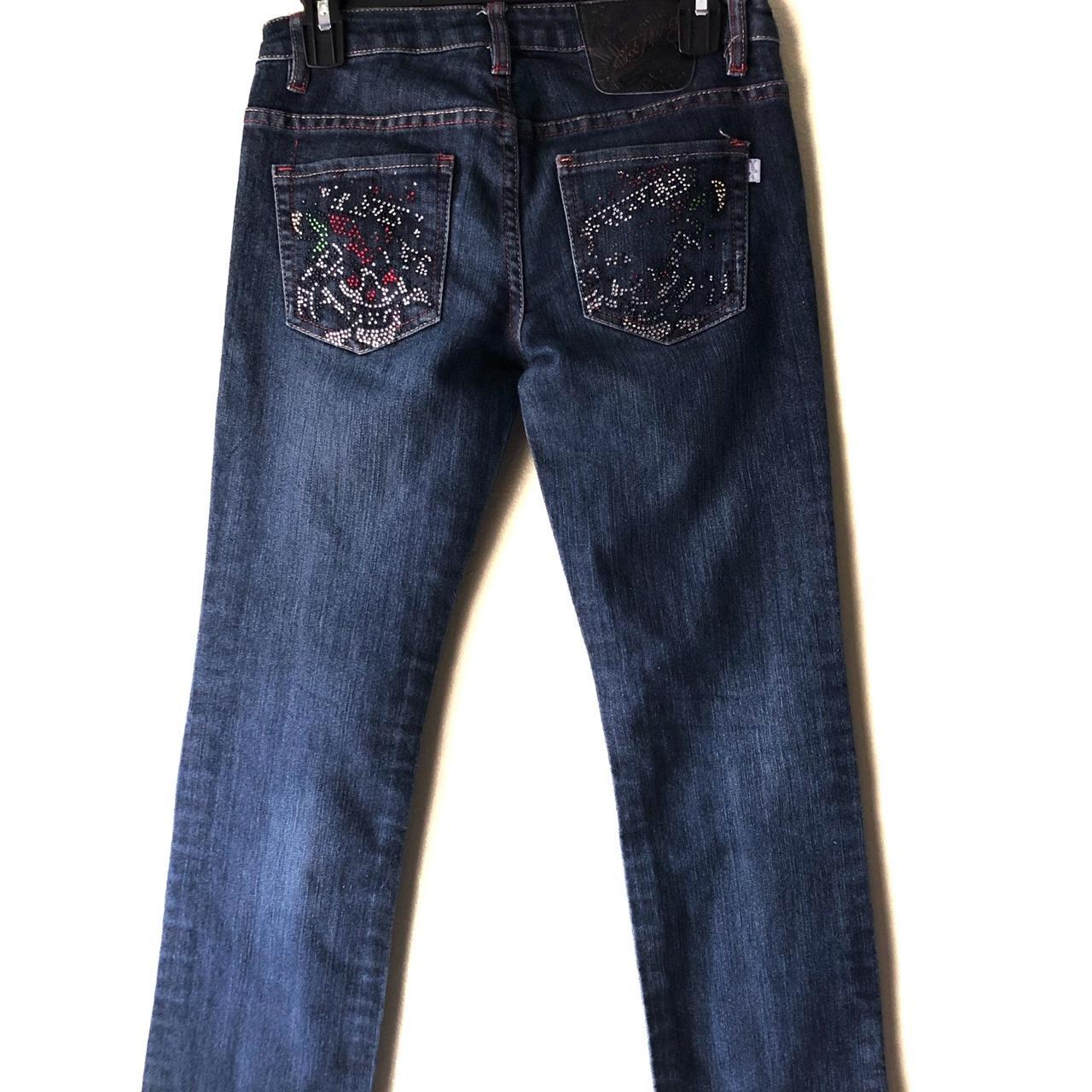 Ed Hardy Women's Navy Jeans | Depop