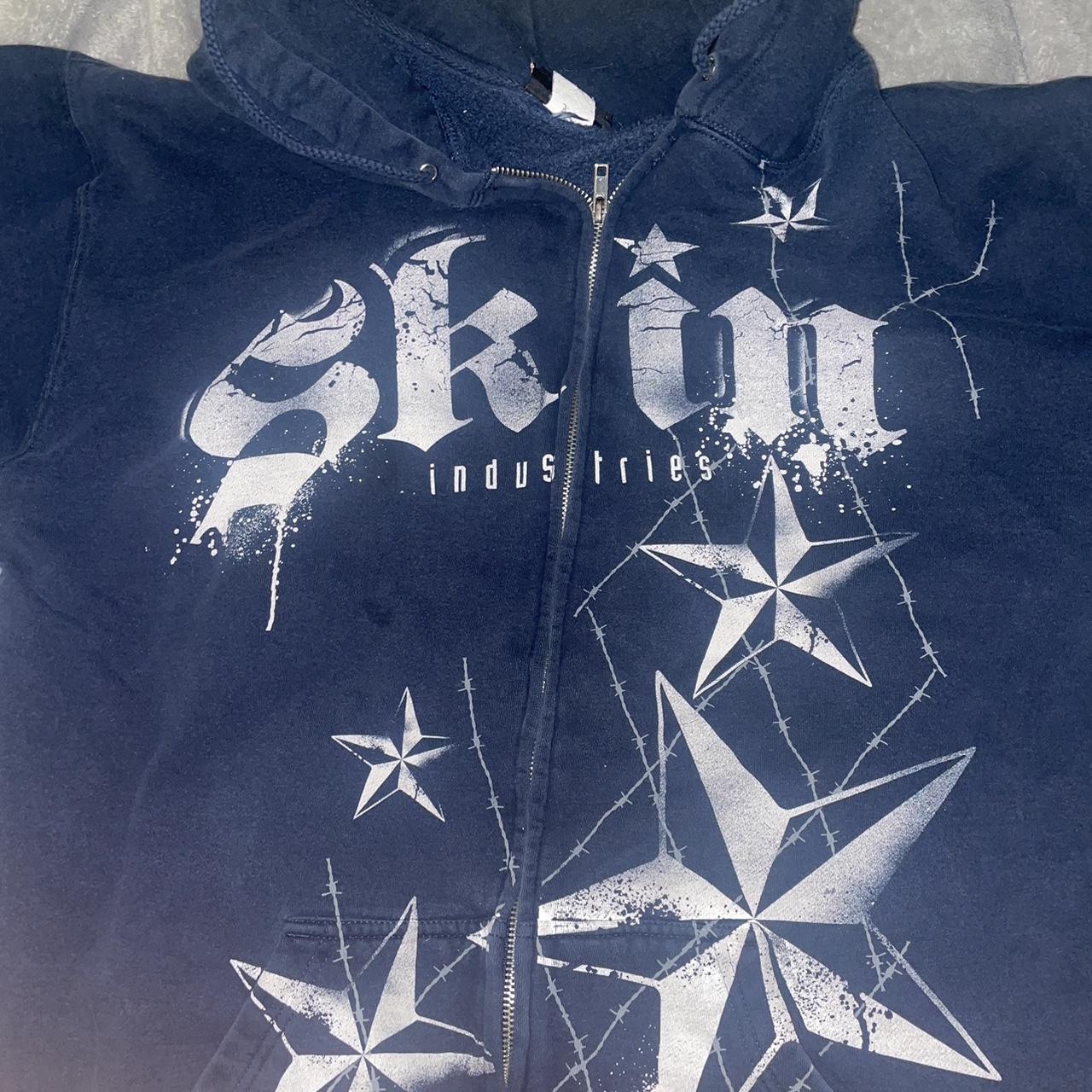 Affliction Men's Navy and White Jacket | Depop